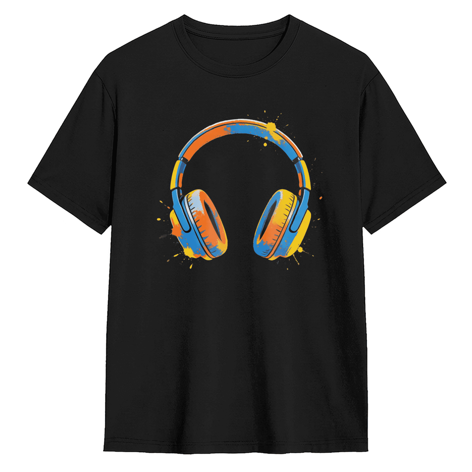 Colorful Paint Splatter Headphones Graphic Tee for Men and Women ...