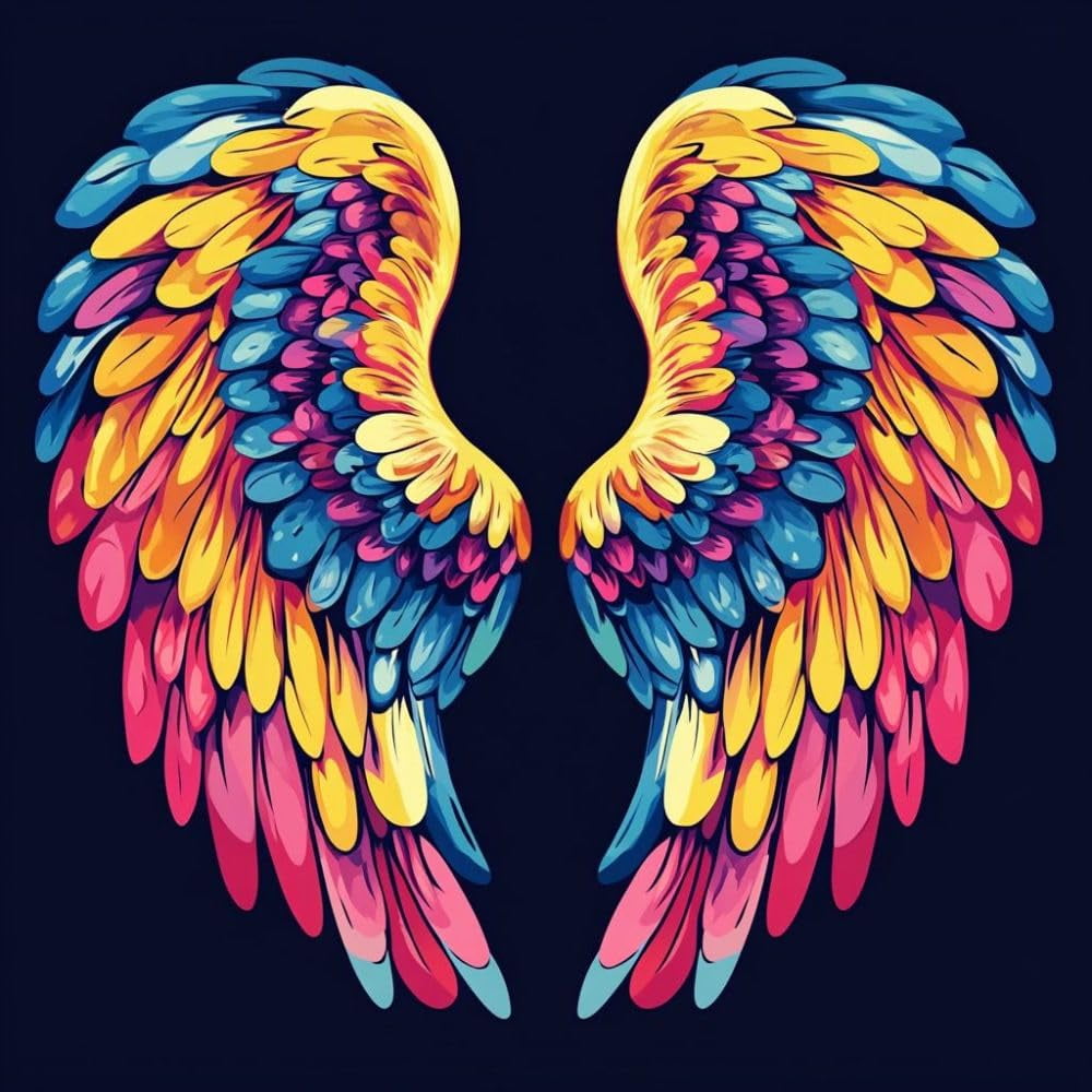 Colorful Pair of Angel Wing Feather DIY 5D Diamond Art Painting by ...