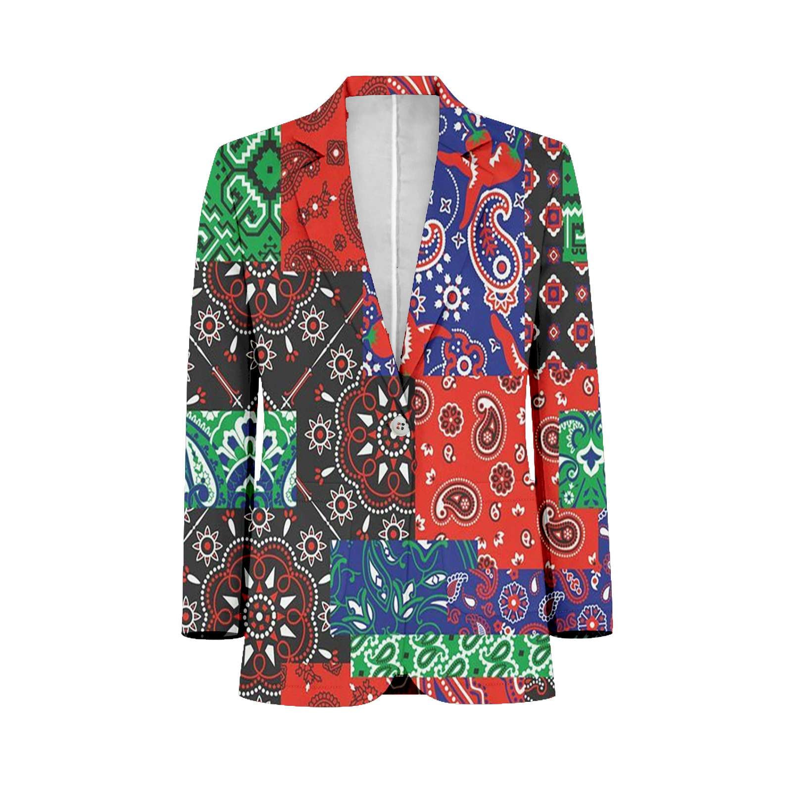 Colorful Paisley Bandana Patterns Mens Suits Shawl Collar Slim Fit Suit ...