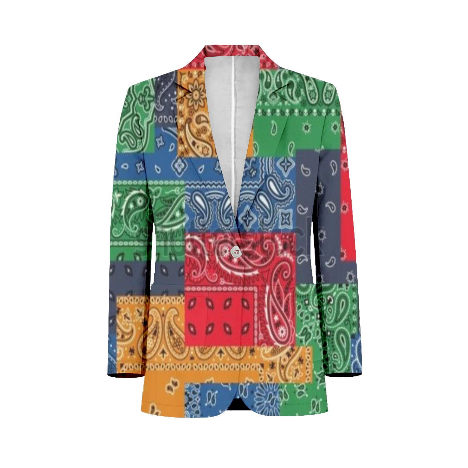 Colorful Paisley Bandana Patterns Mens Suits Shawl Collar Slim Fit Suit ...