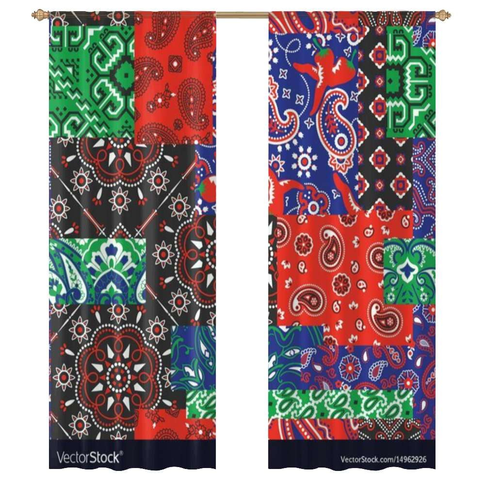 Colorful Paisley Bandana Patterns Tulle Curtains For Living Room ...