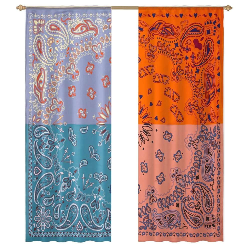 Colorful Paisley Bandana Set Modern Tulle Window Curtains for Living ...
