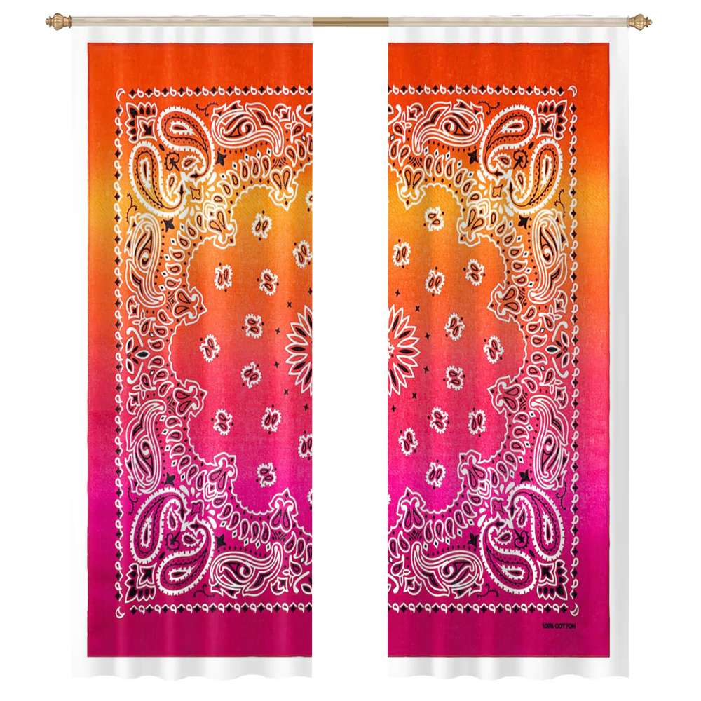 Colorful Paisley Bandana Sheer Voile Curtain Window Tulle Curtains For ...
