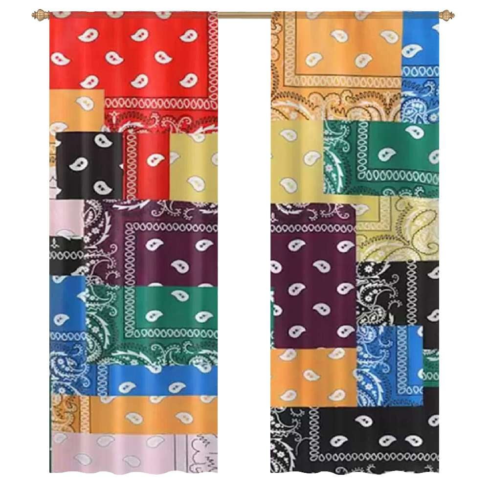 Colorful Paisley Bandanas Modern Tulle Window Curtains for Living Room ...