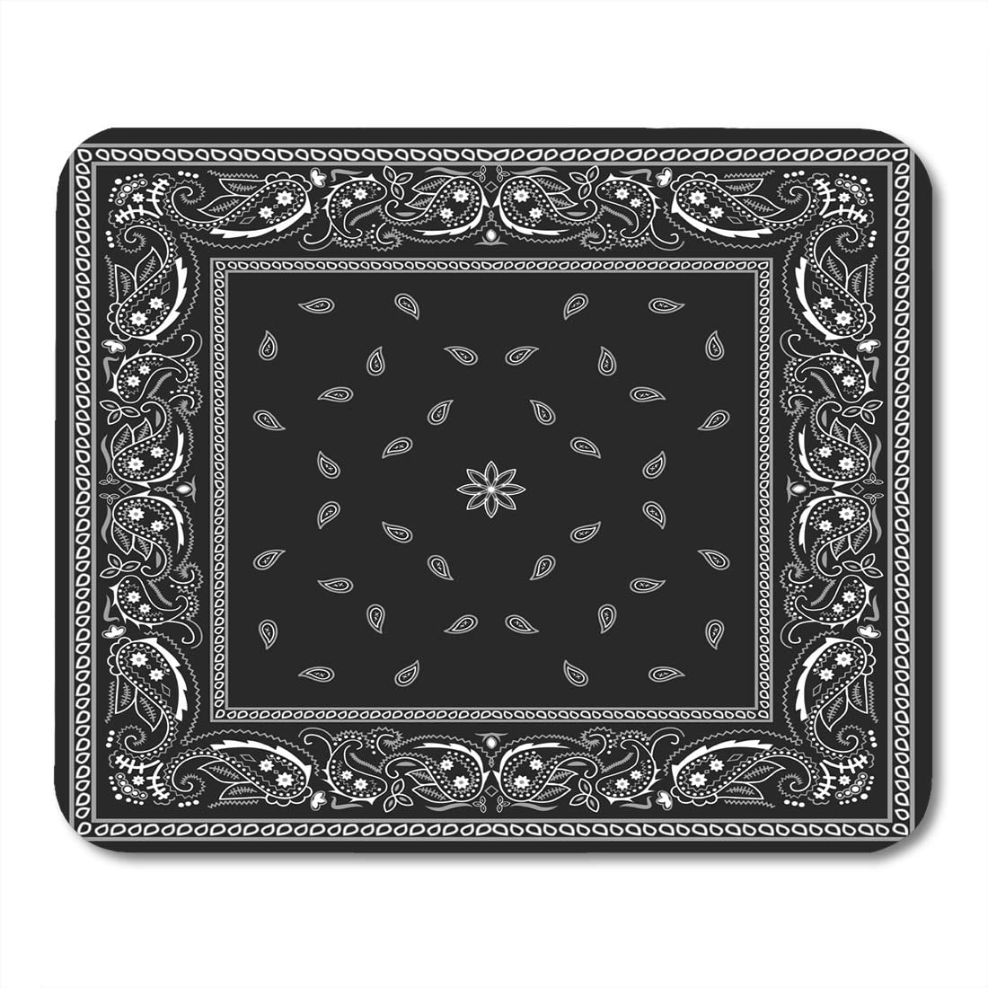 Colorful Paisley Black Bandana Pattern Bandanna Border Scarf White ...