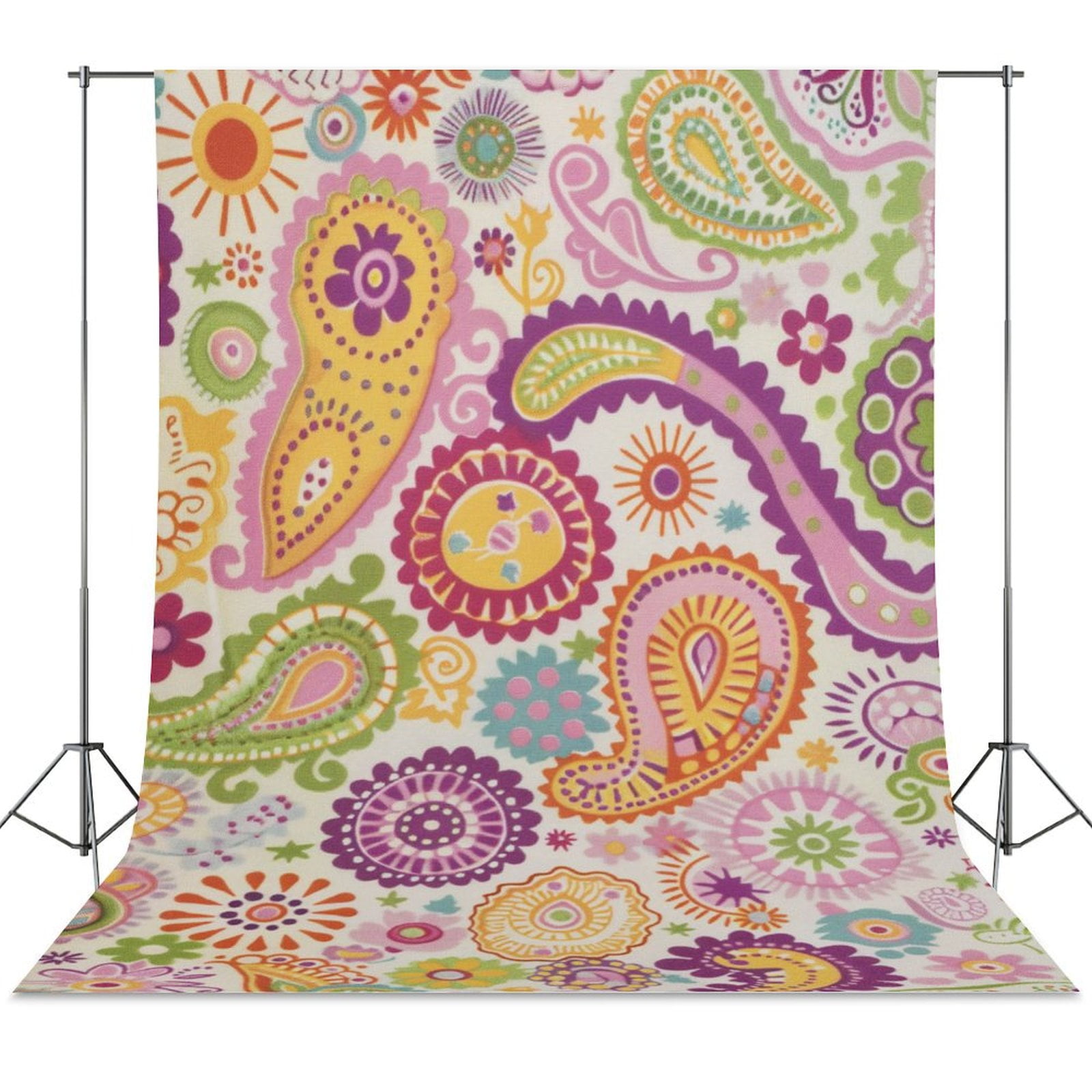 Colorful Paisley Fabric Vibrant Pattern Design Backdrop Background for ...