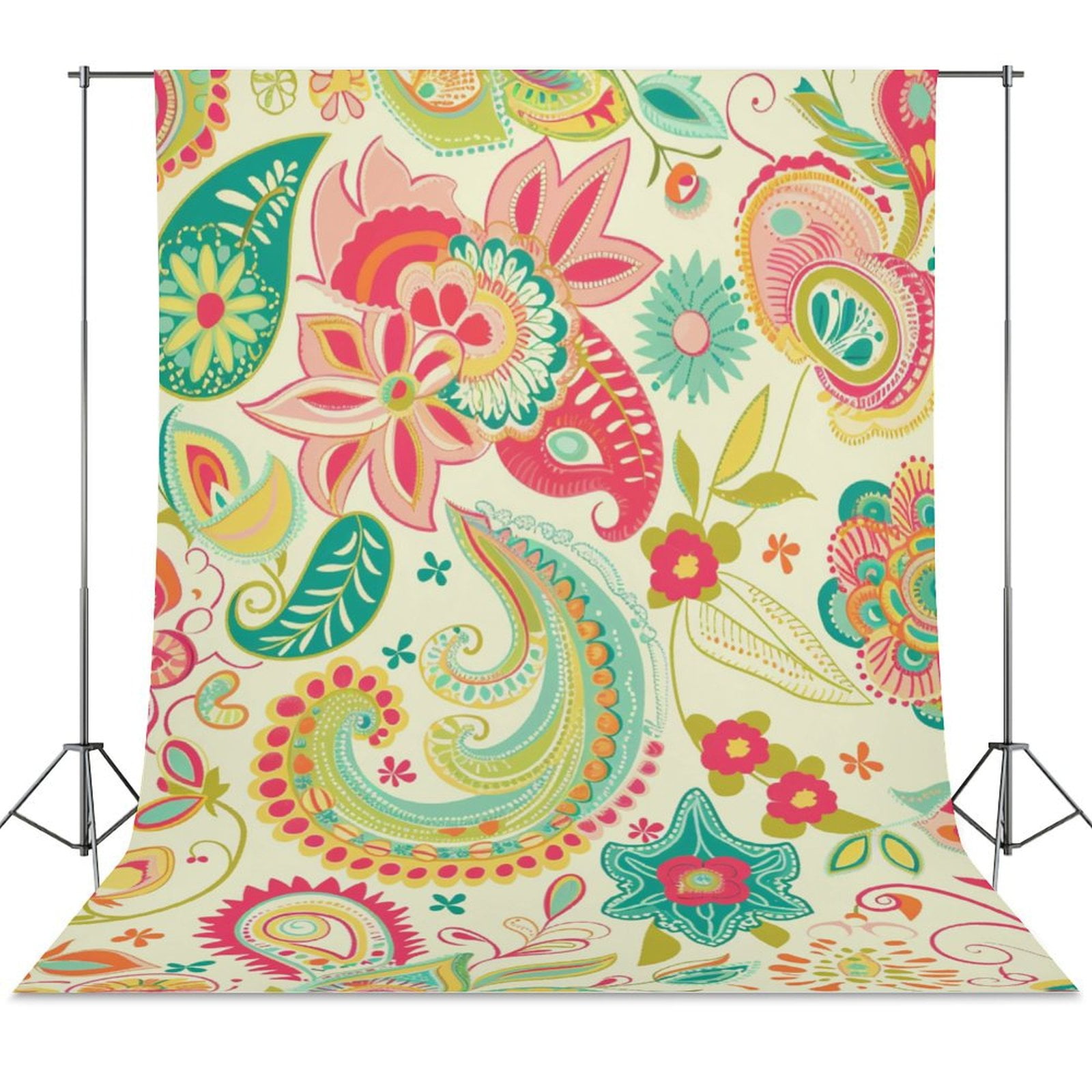 Colorful Paisley Floral Pattern Design Fabric Print Backdrop Background ...
