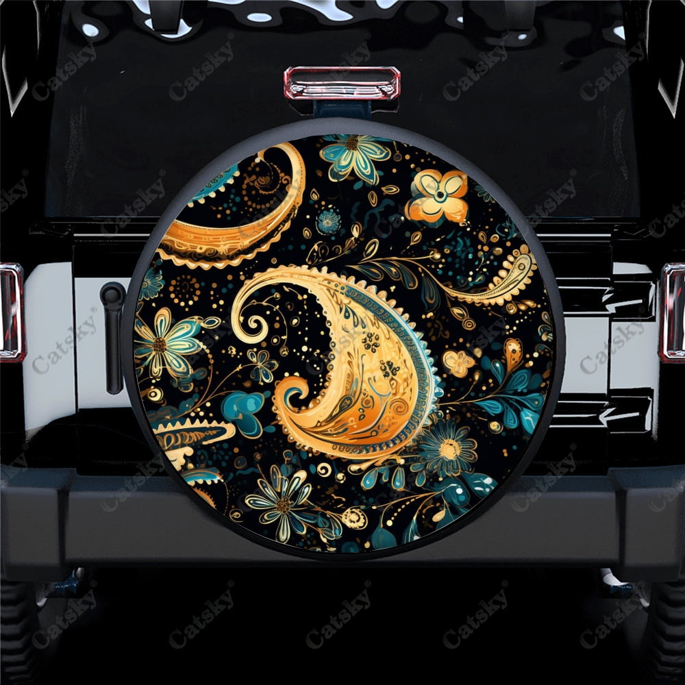 Colorful Paisley Pattern Polyester Universal Spare Wheel Tire Cover ...