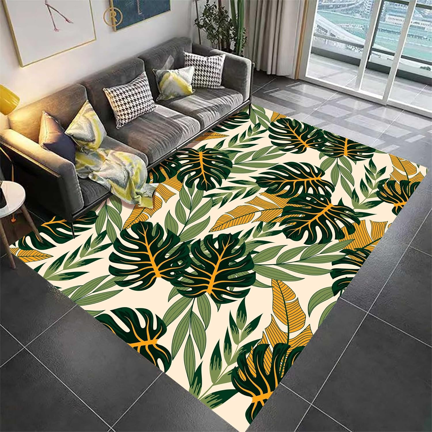 Colorful Palm Leaf Area Rug,Nordic Modern And Simple Tropical ...