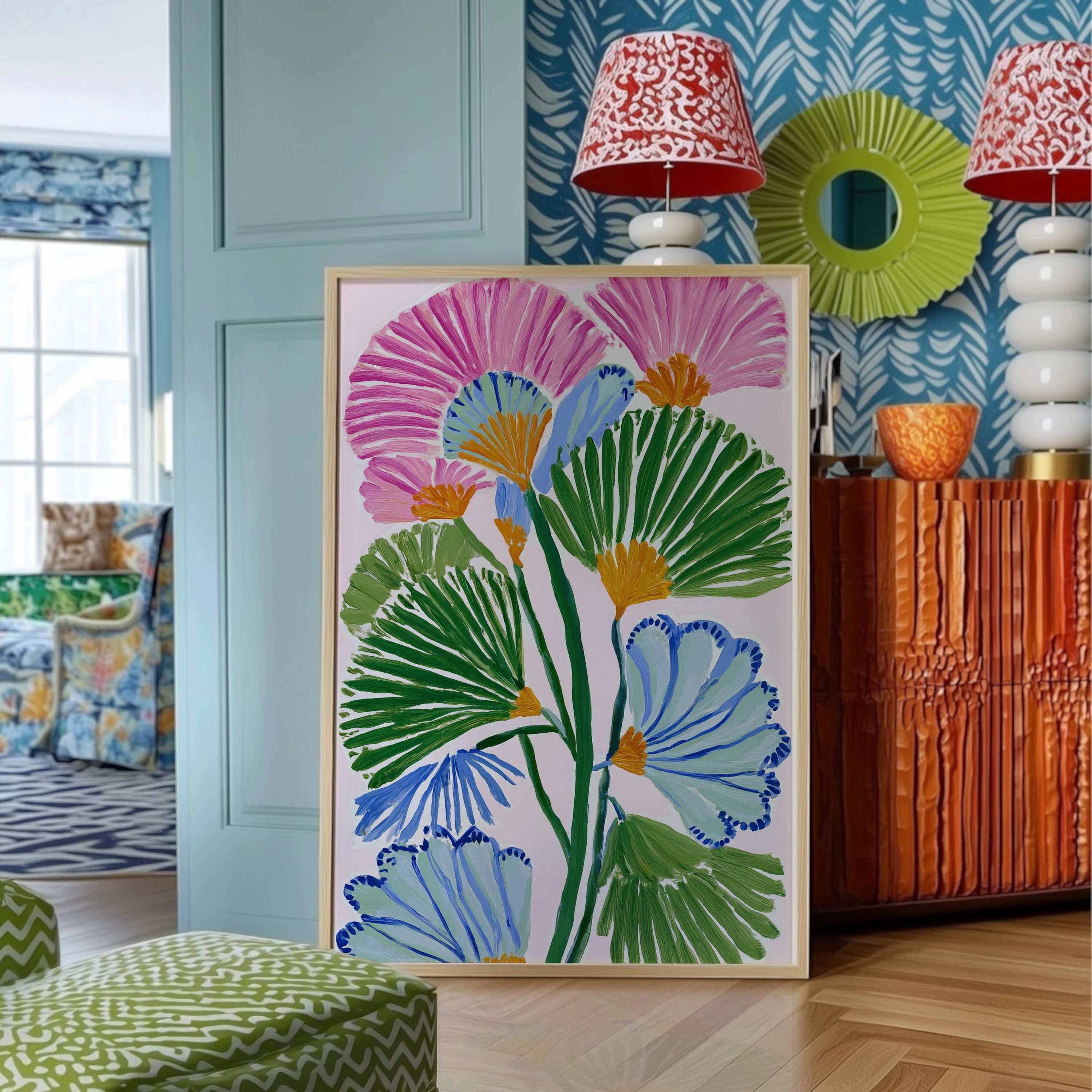 Colorful Palm Leaf Poster Whimsical Floral Wall Decor, Poster Home ...