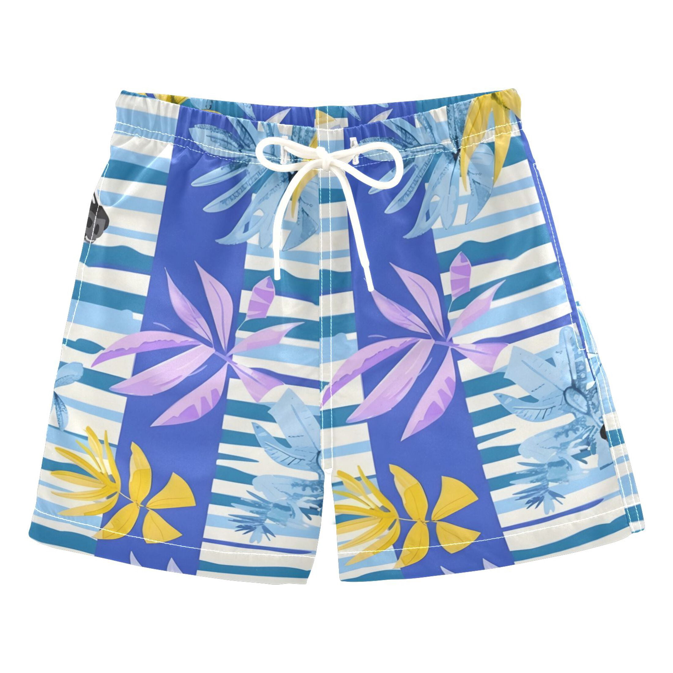 Colorful Palm Leaves Zebras Boys' Swim Trunks Board Shorts Beach Pants ...