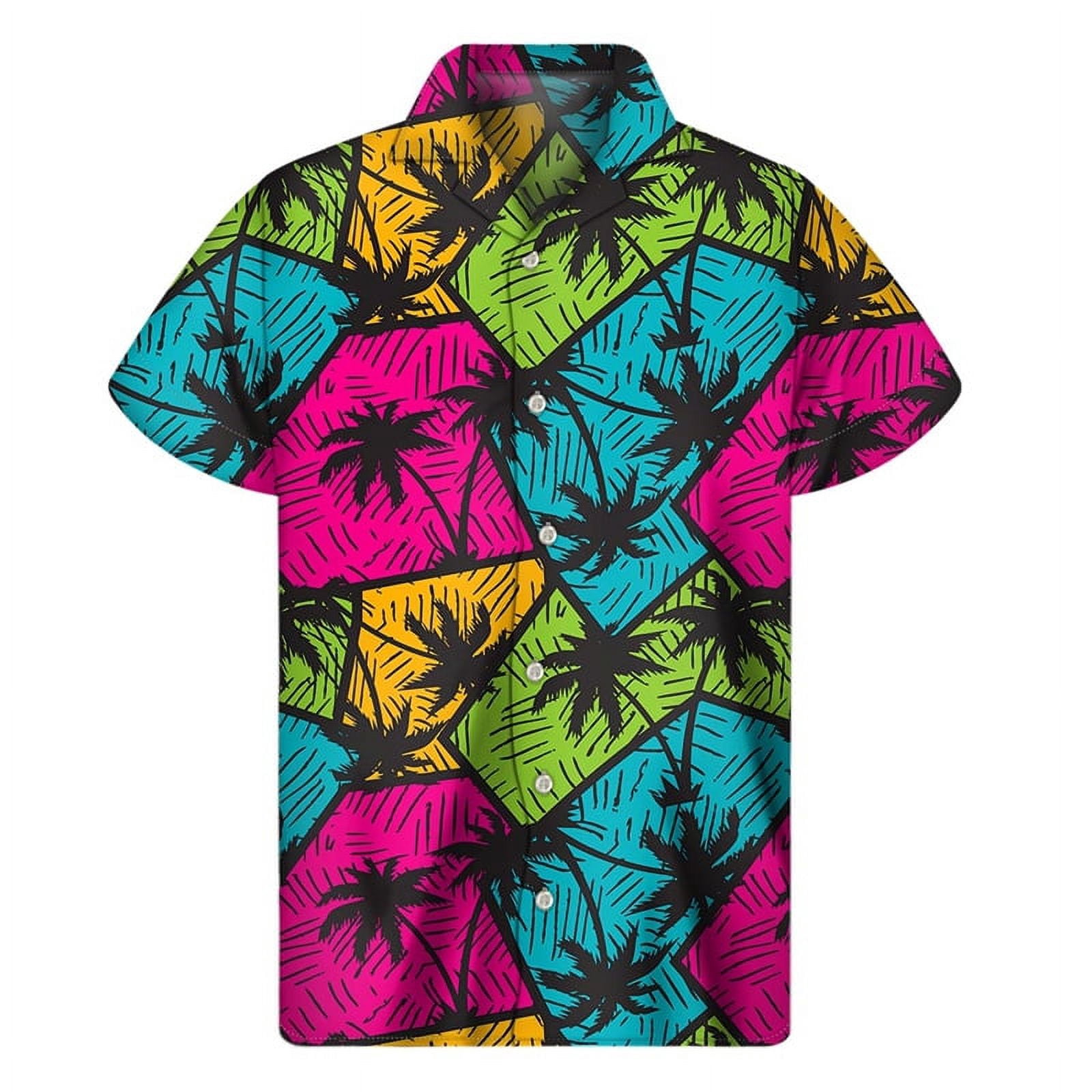 Colorful Palm Tree 3d Print Shirt Men Summer Vacation Tropical Plants ...