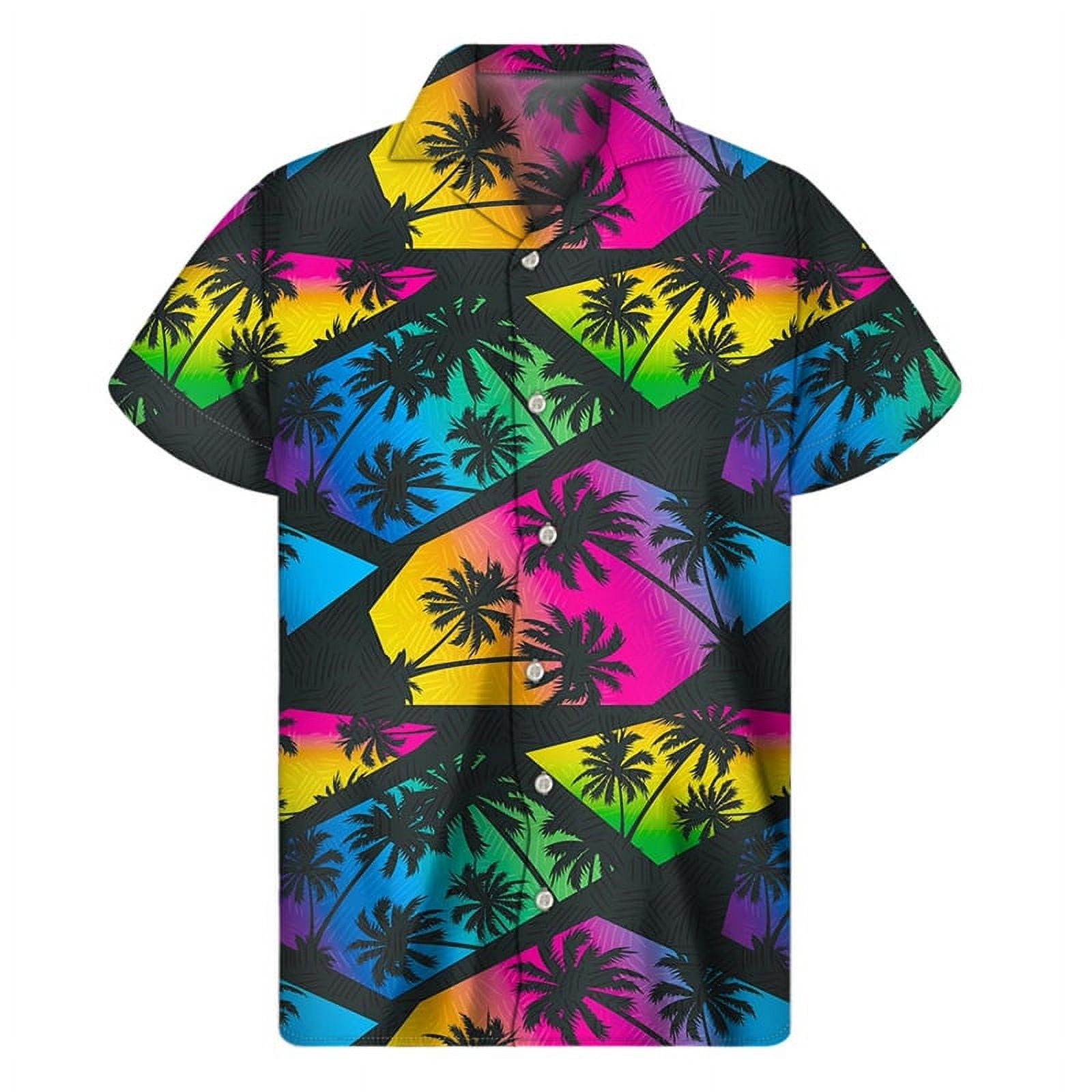 Colorful Palm Tree 3d Print Shirt Men Summer Vacation Tropical Plants ...