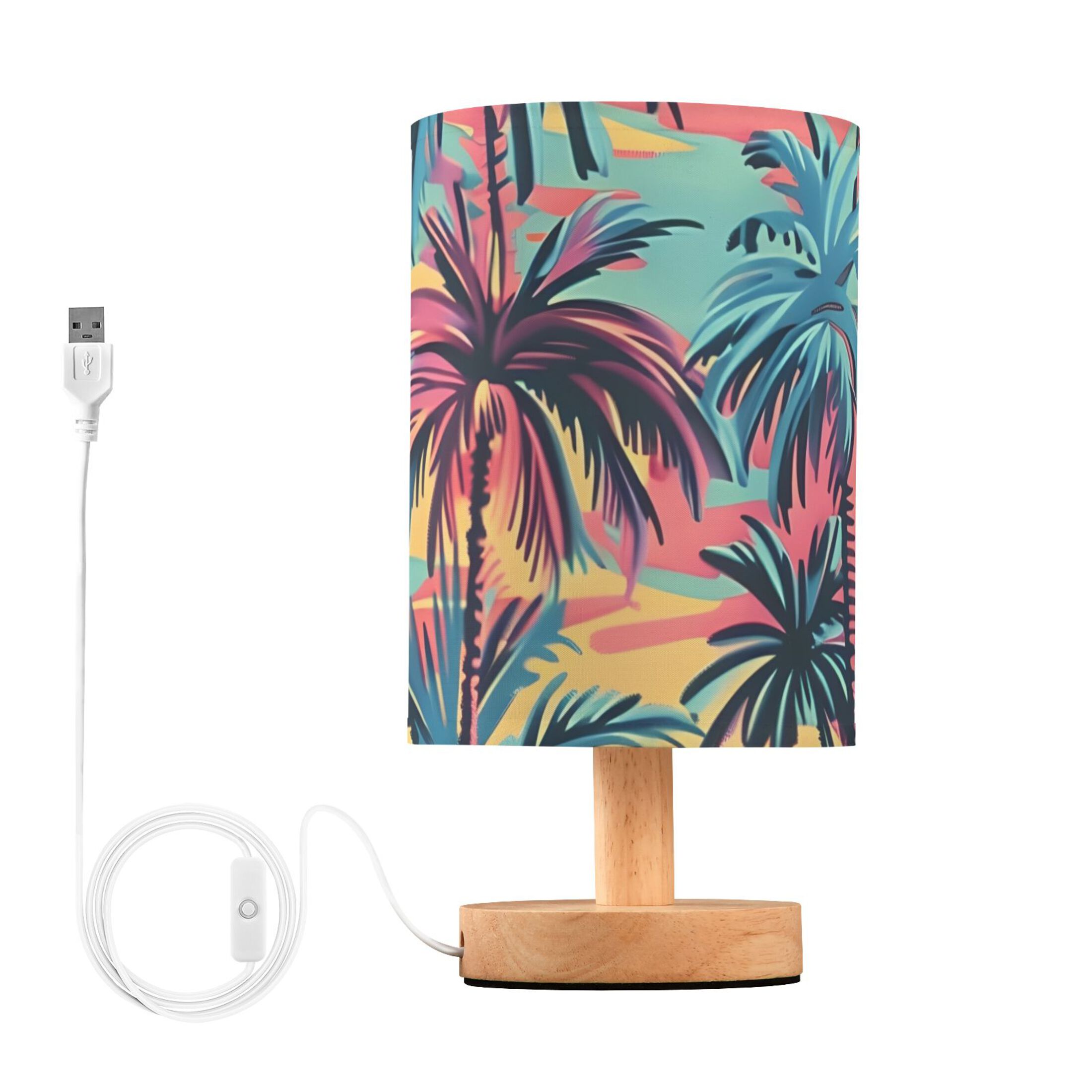 Colorful Palm Tree Bedside Desk Lamp LED Table Nightstand Lamps Warm ...