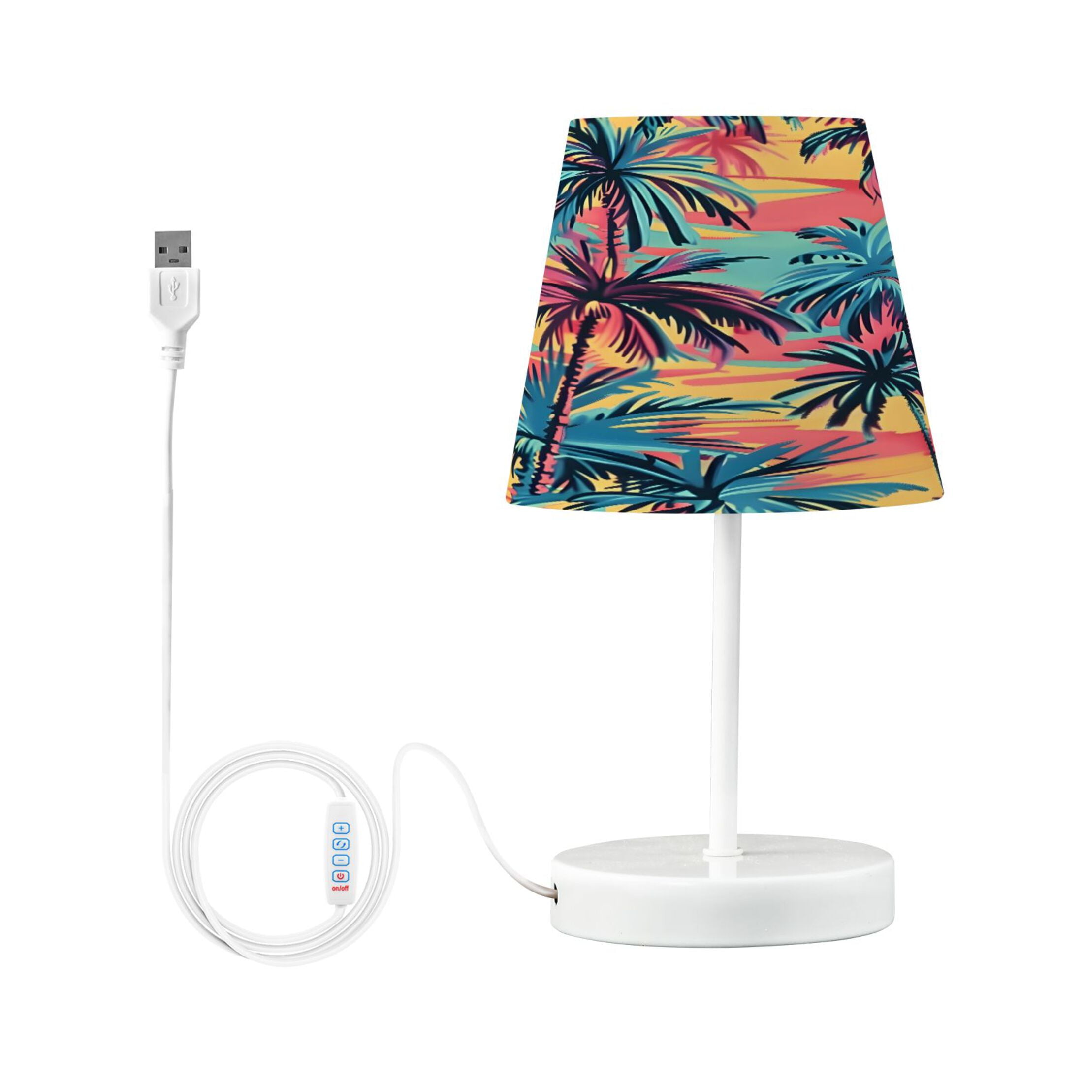 Colorful Palm Tree Desk Lamp LED Table Nightstand Lamps with 3 Color ...