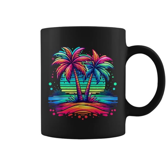 Colorful Palm Trees Beach Neon Beach Vacation Coffee Mug - Walmart.com