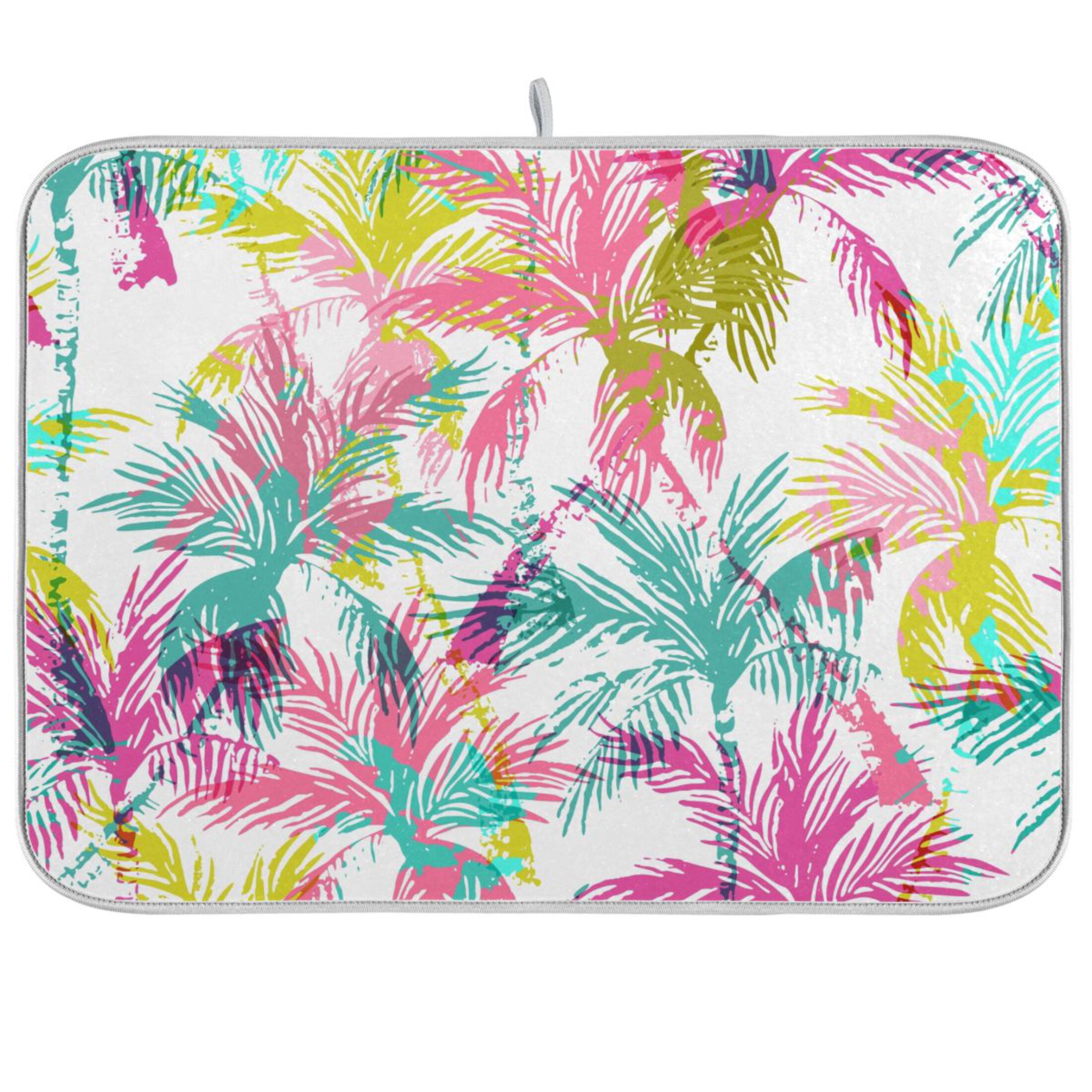 Colorful Palm Trees Dish Drying Mat Microfiber Kitchen Mats Large ...
