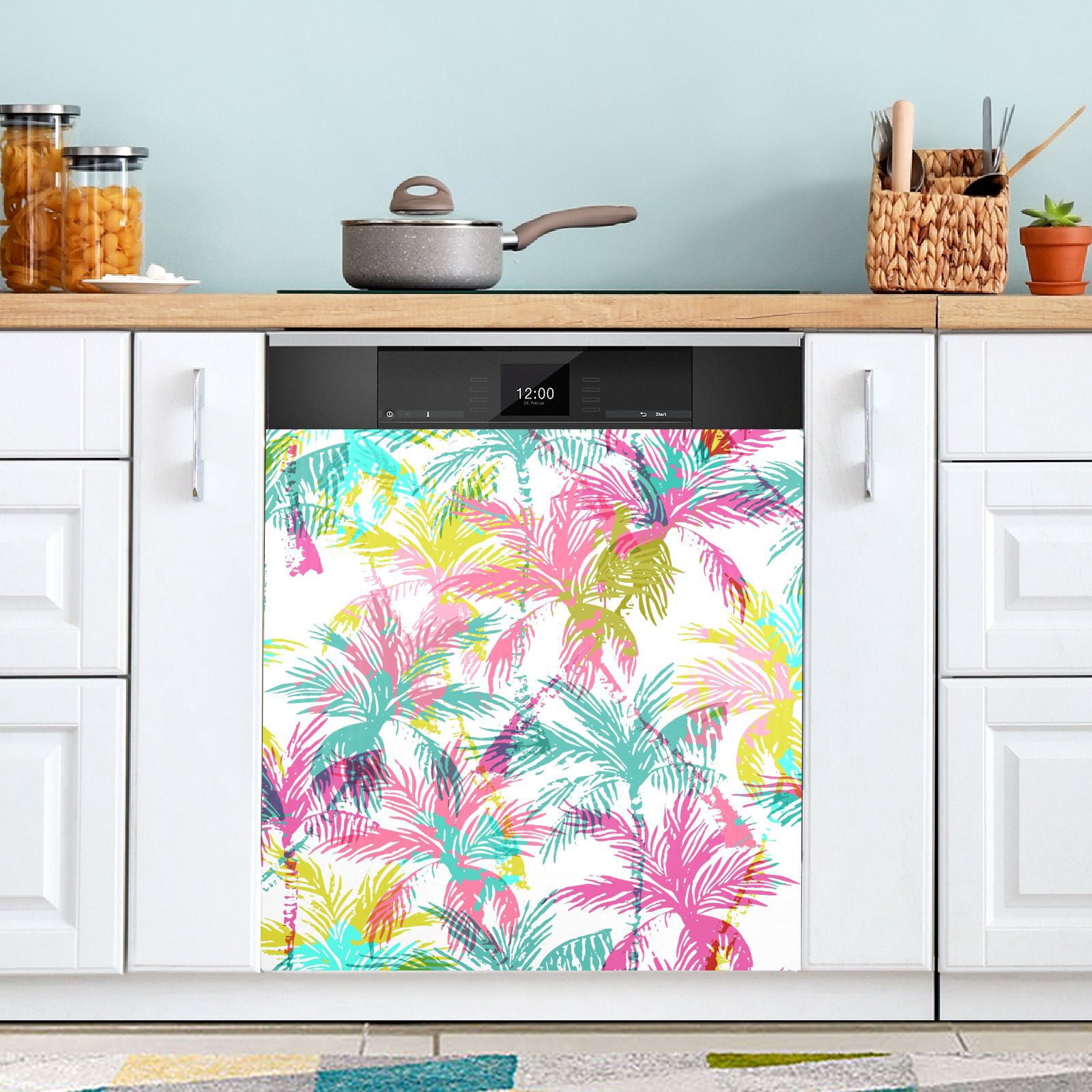 Colorful Palm Trees Dishwasher Magnet Cover Magnetic Dishwasher Door ...