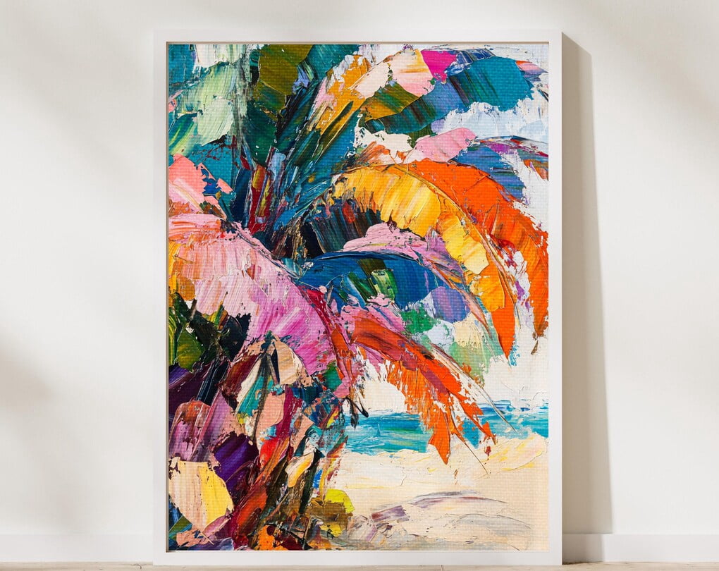 Colorful Palm Trees Fine Art Printed Poster, Vibrant Beach Wall Art ...