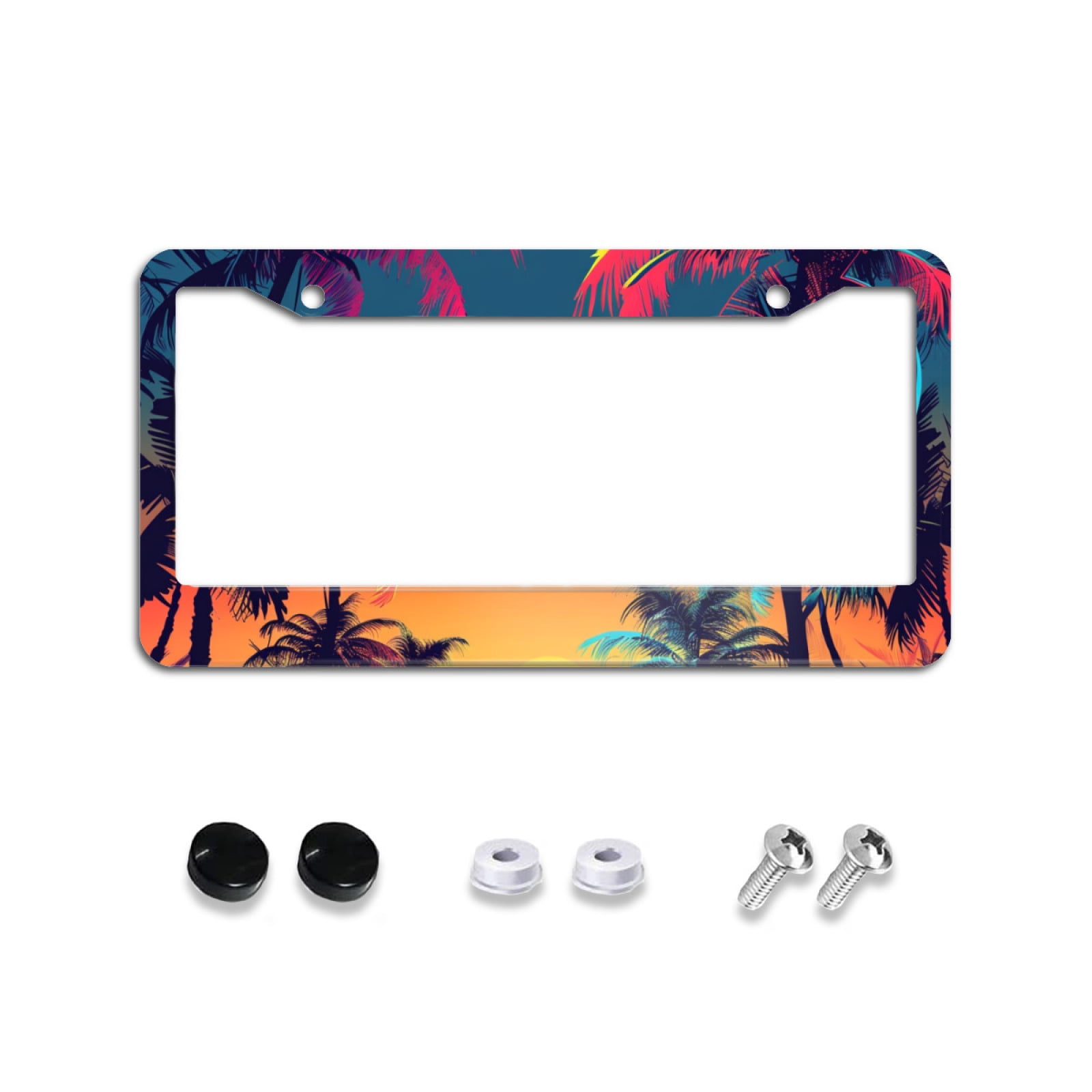 Colorful Palm Trees License Plate Frames for Women Men Car Plate Holder ...