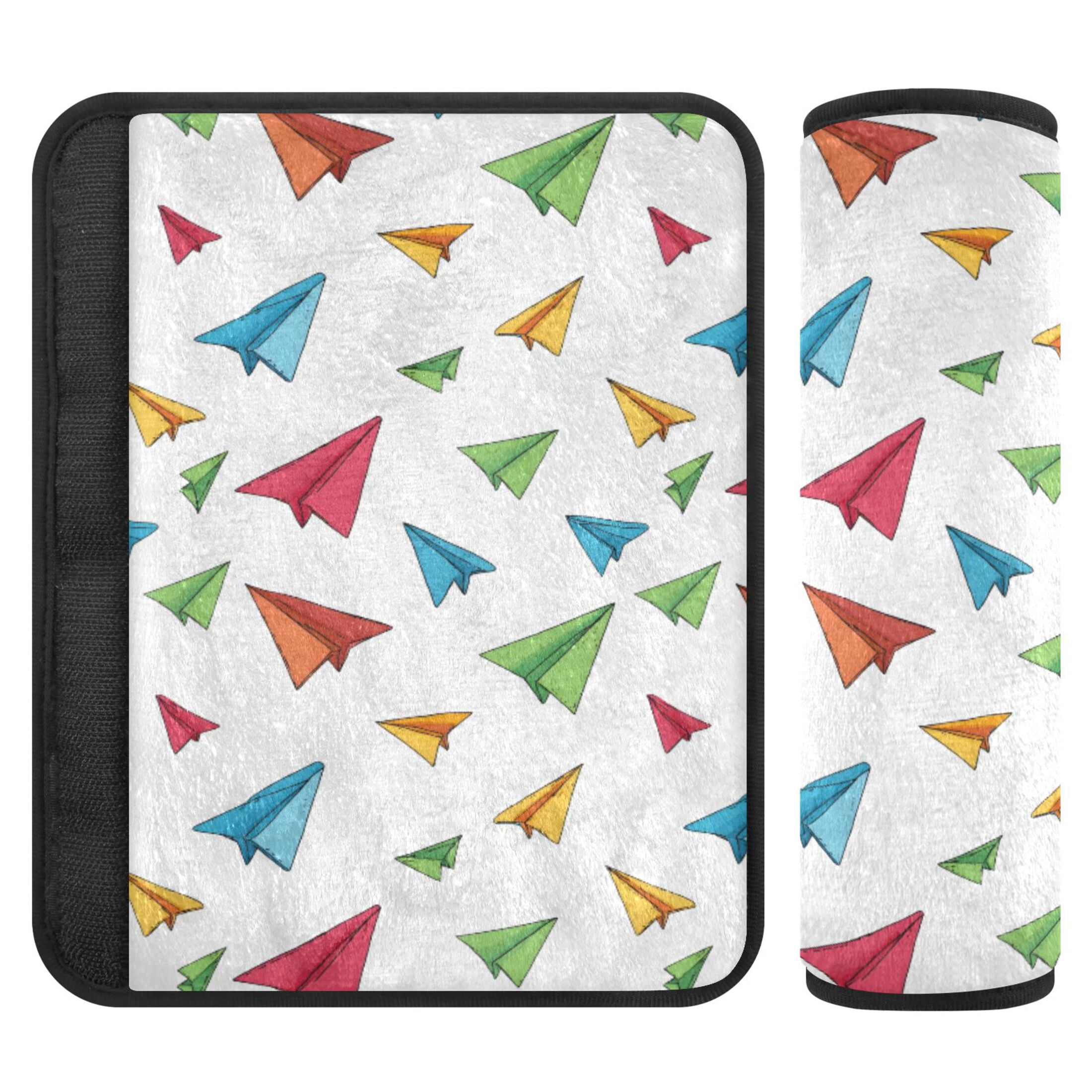 Colorful Paper Airplanes Pattern Car Seat Belt Covers 2 Pack Soft ...
