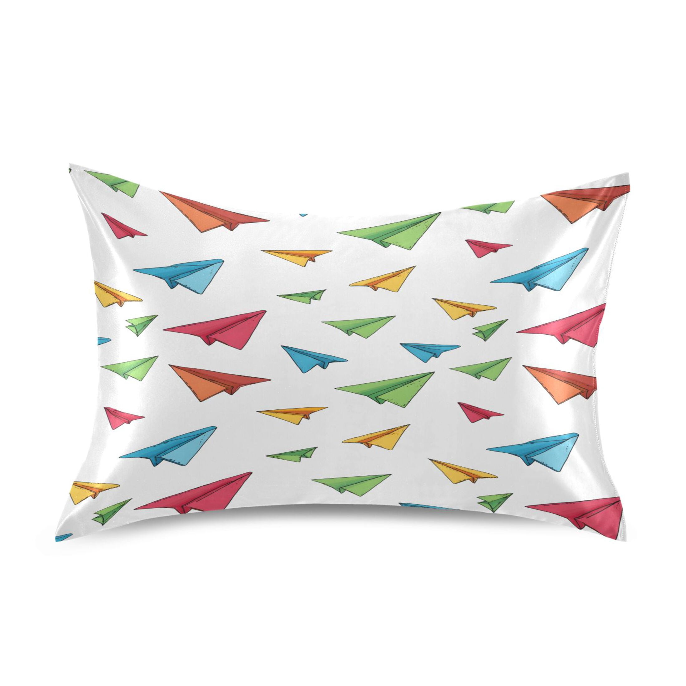 Colorful Paper Airplanes Pattern Queen Size Satin Pillowcase 30''x20 ...