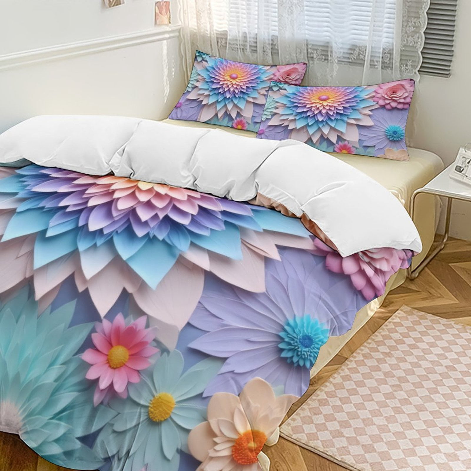Colorful Paper Flower Pattern 3D Duvet Cover Set Quilt Cover Theme of ...