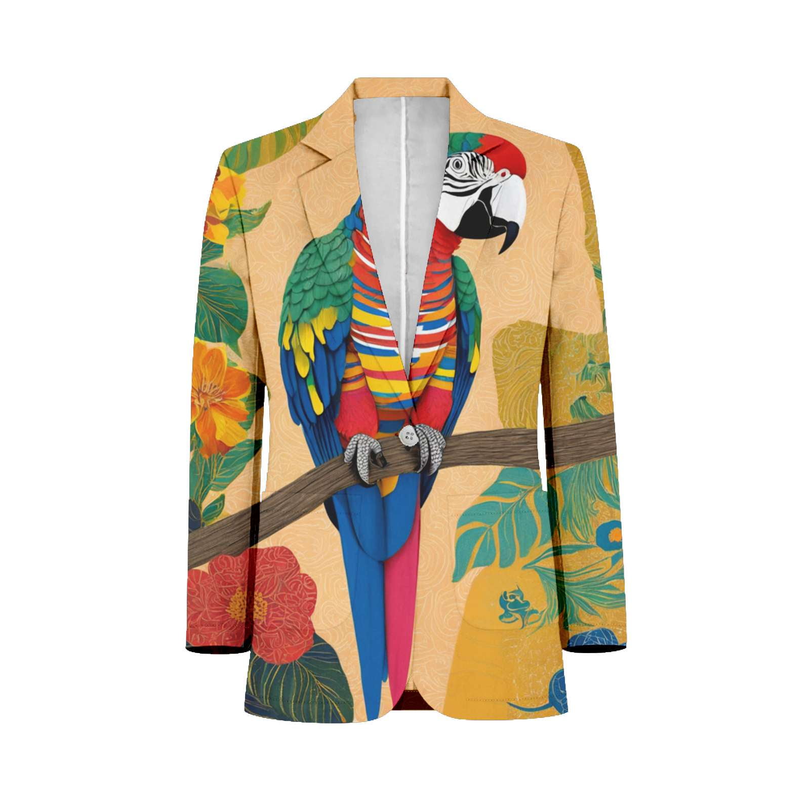 Colorful Parrot Art Print Mens Suits Shawl Collar Slim Fit Suit Mens ...
