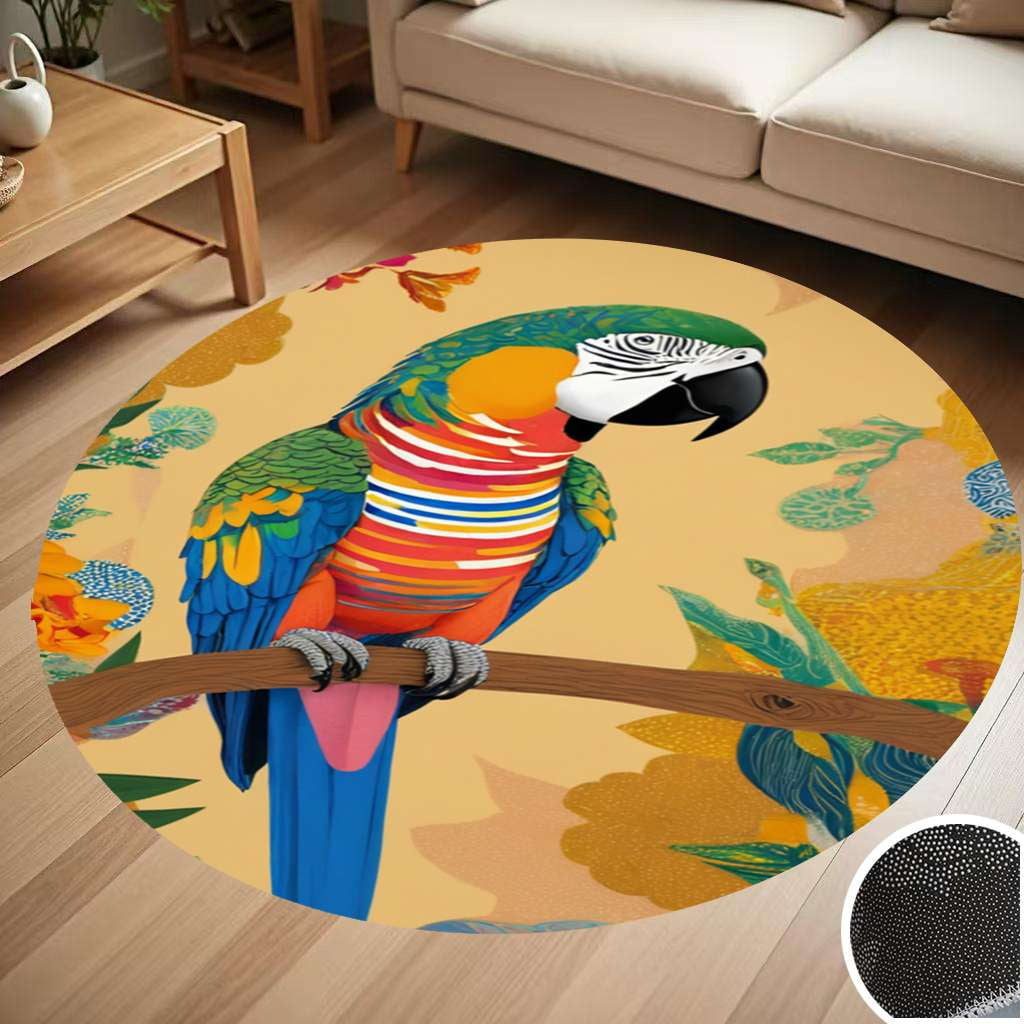 Colorful Parrot Art Print Round Carpet Living Room Bedroom Home ...