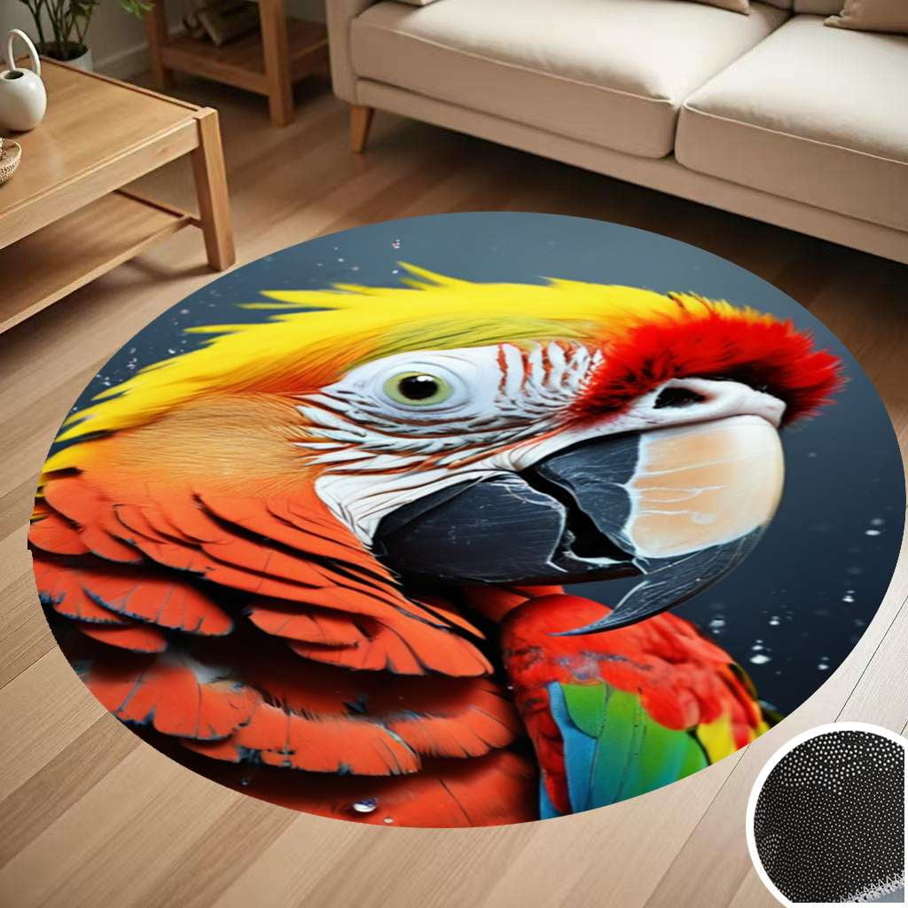 Colorful Parrot Art Print Round Carpet Living Room Bedroom Home ...