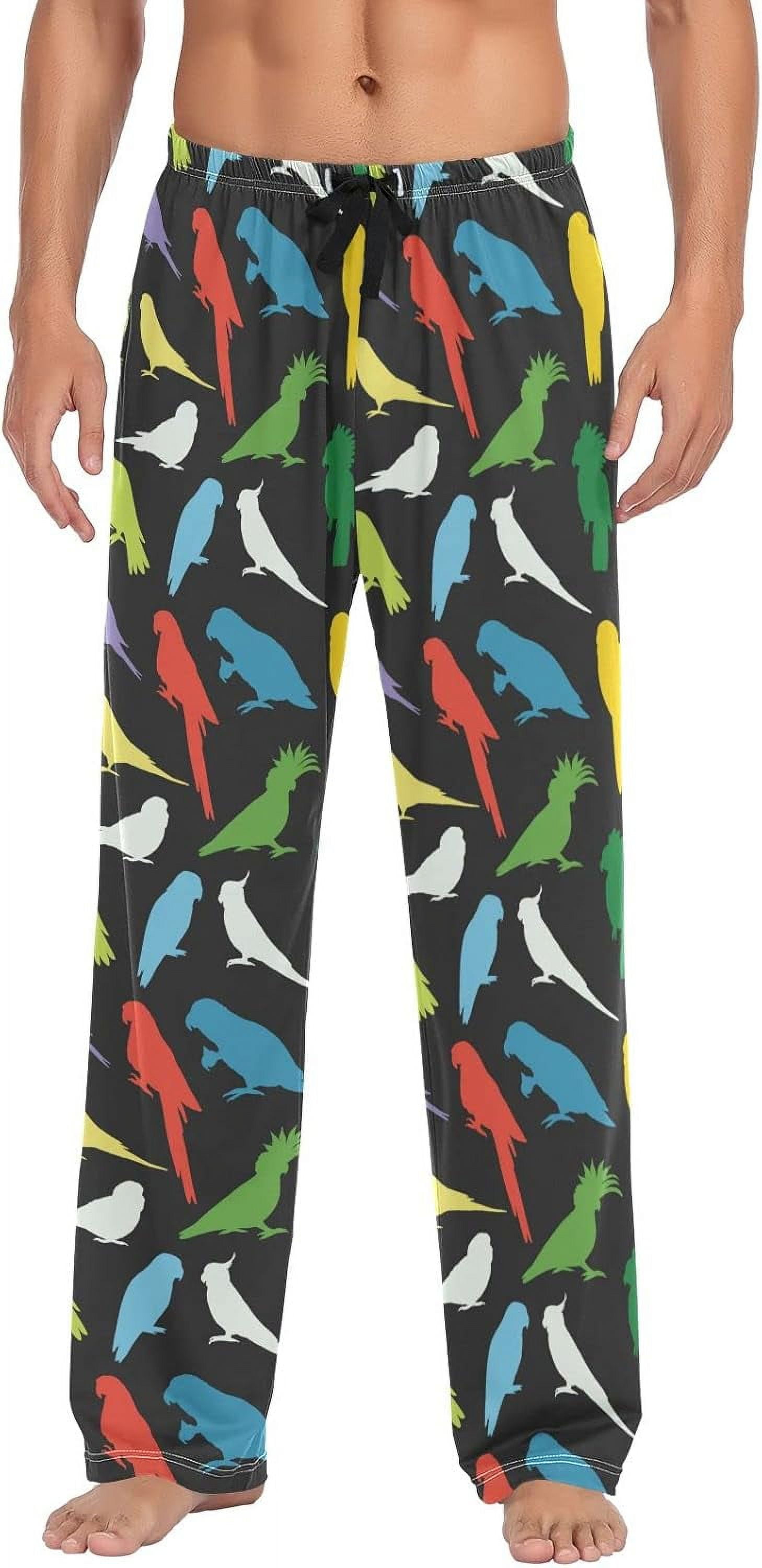 Colorful Parrot Bird Pattern Mens Pajama Pants Sleepwear Lounge Men's ...