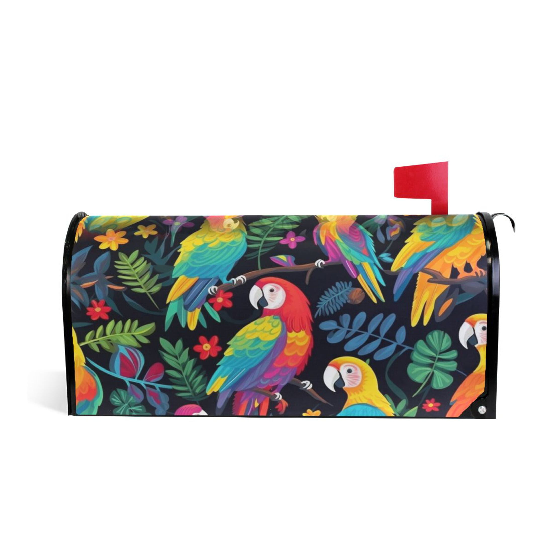 Colorful Parrot Bird and Leaf Magnetic Mailbox Covers 25.5" X 21" Post ...
