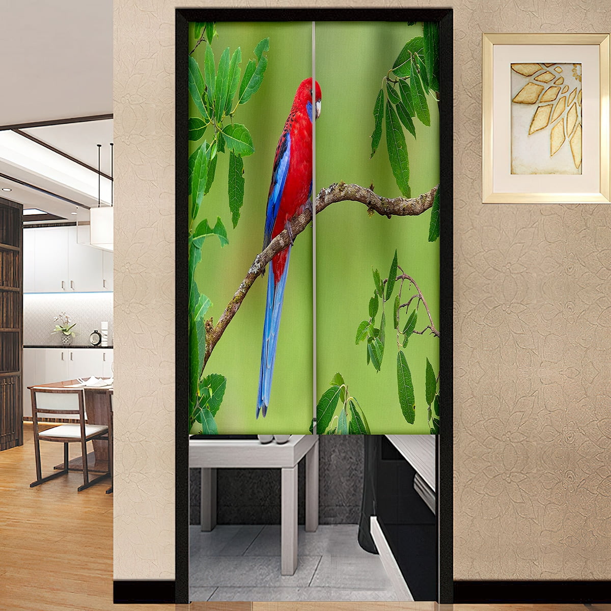 Colorful Parrot Birds Tree Door Curtains Bedroom Kitchen Living Room ...