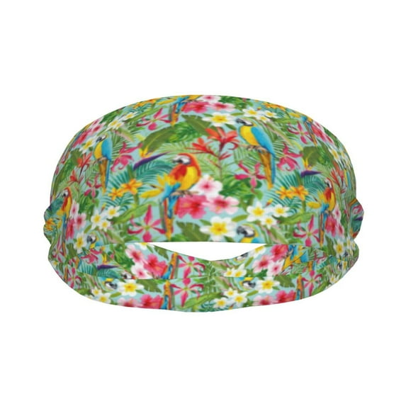 Colorful Parrot Flower Plant Headbands for Women/Men, Elastic Wide Soft ...