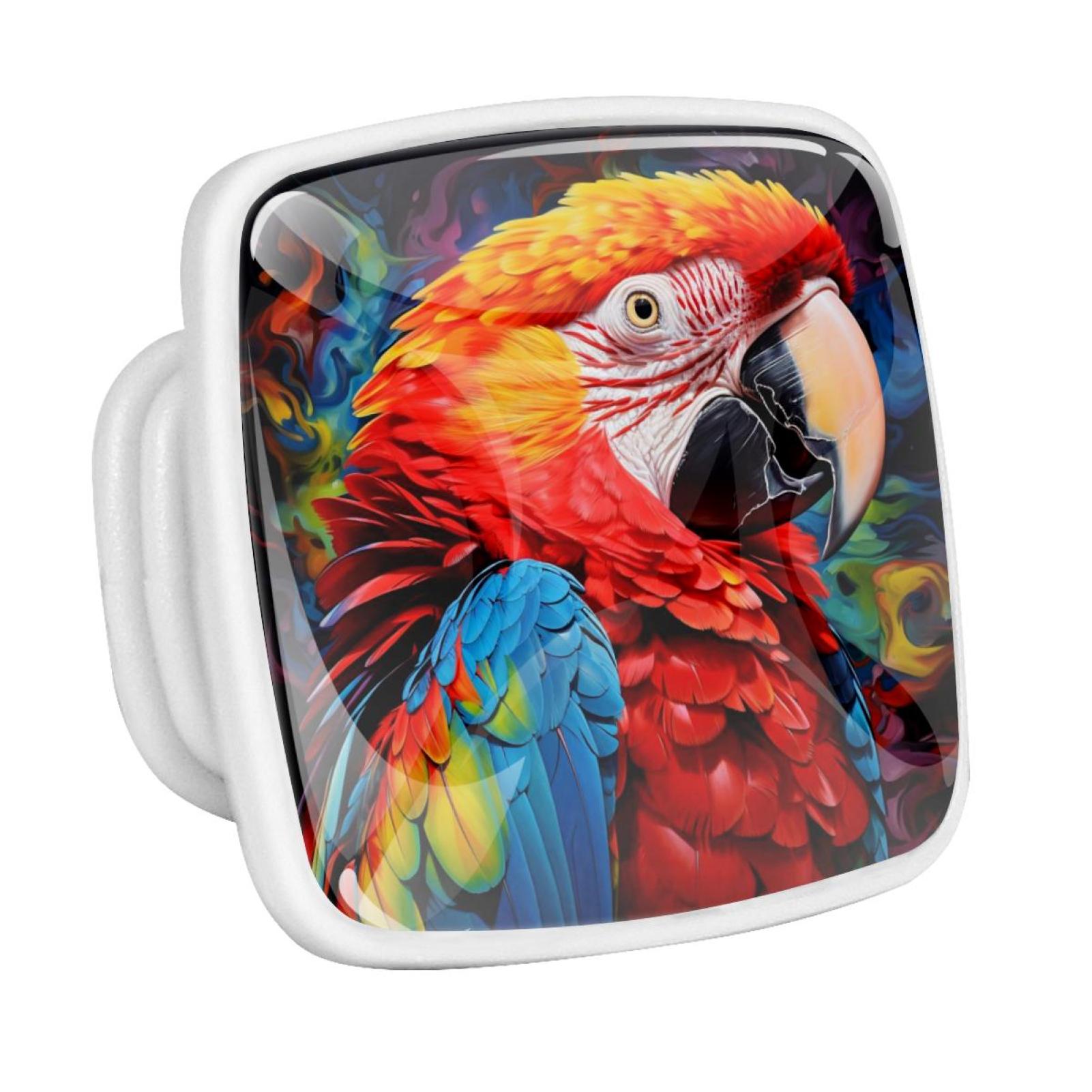 Colorful Parrot Fluorescent Drawer Pulls with Screws Square 4-Pack Glow ...