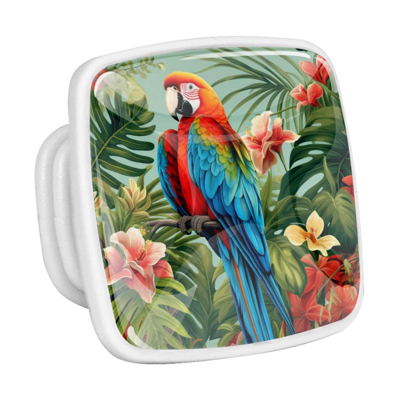 Colorful Parrot Fluorescent Drawer Pulls with Screws Square 4-Pack Glow ...