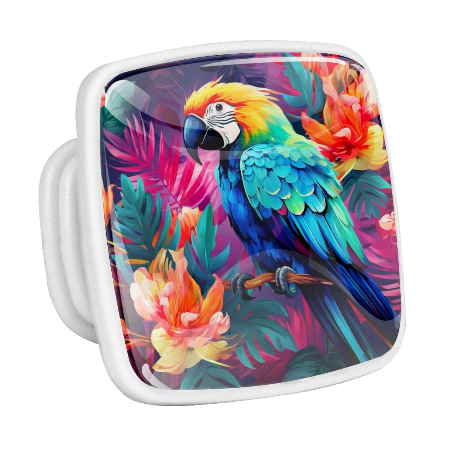 Colorful Parrot Fluorescent Drawer Pulls with Screws Square 4-Pack Glow ...