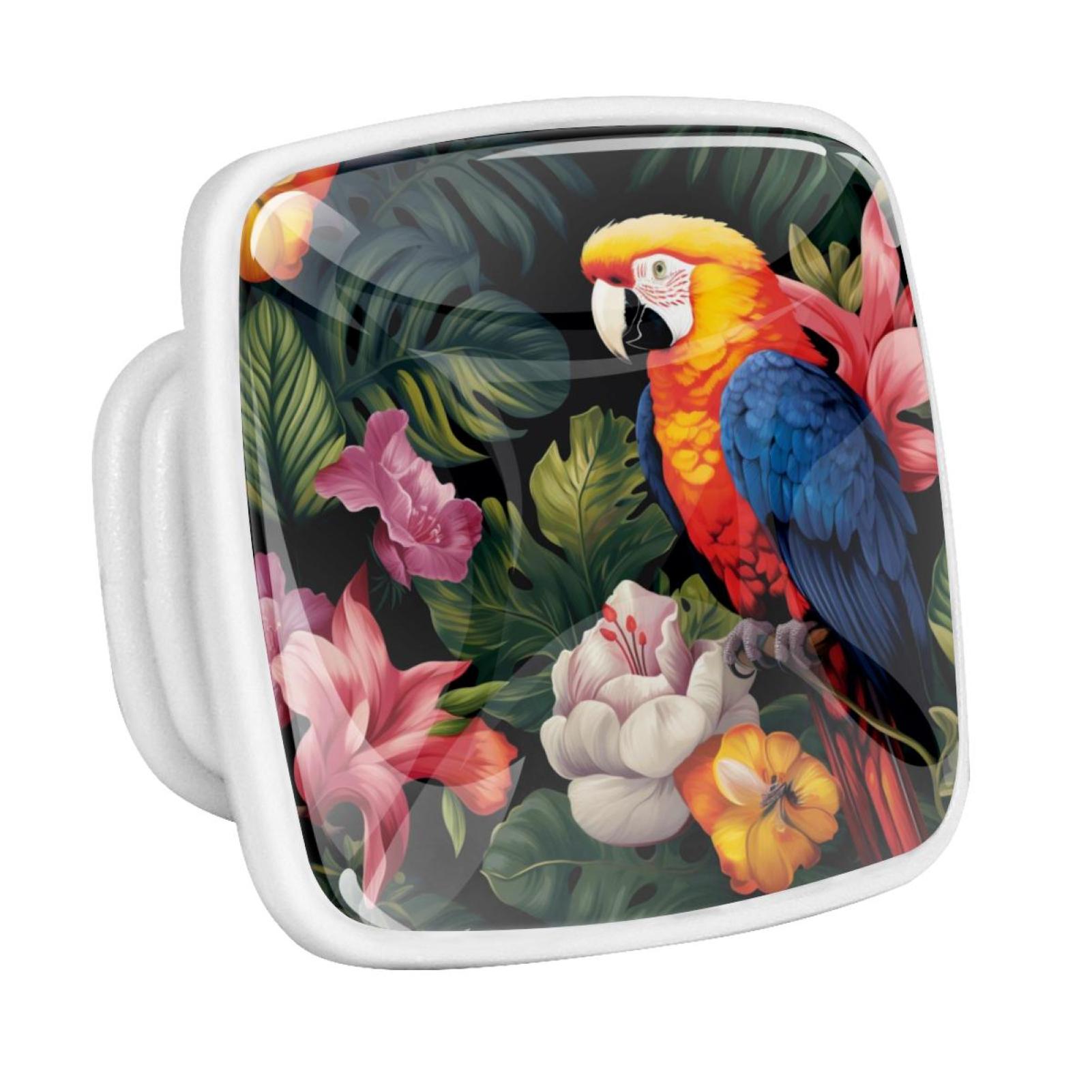 Colorful Parrot Fluorescent Drawer Pulls with Screws Square 4-Pack Glow ...