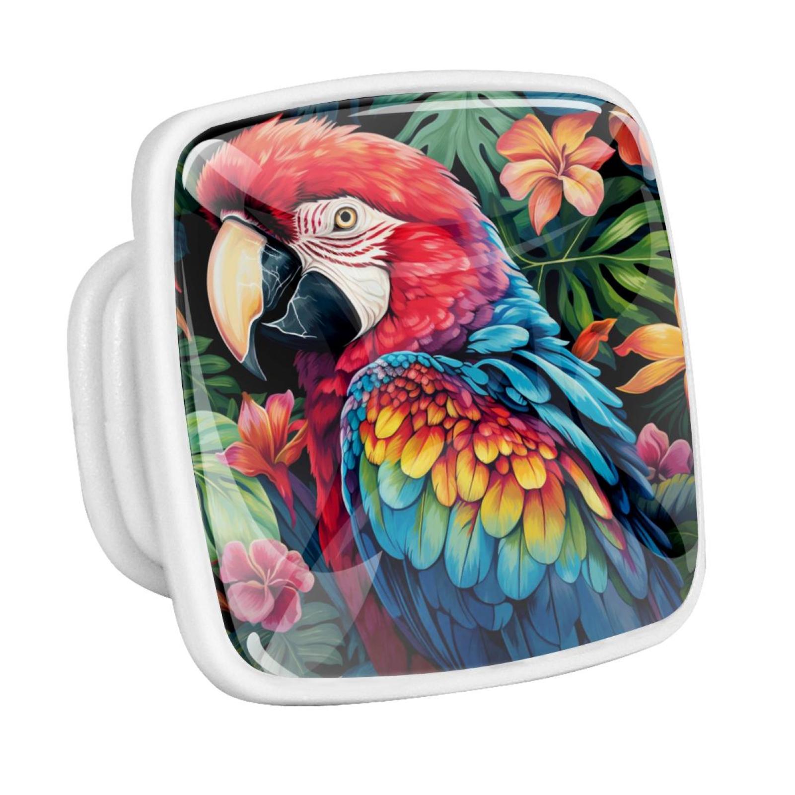 Colorful Parrot Fluorescent Drawer Pulls with Screws Square 4-Pack Glow ...