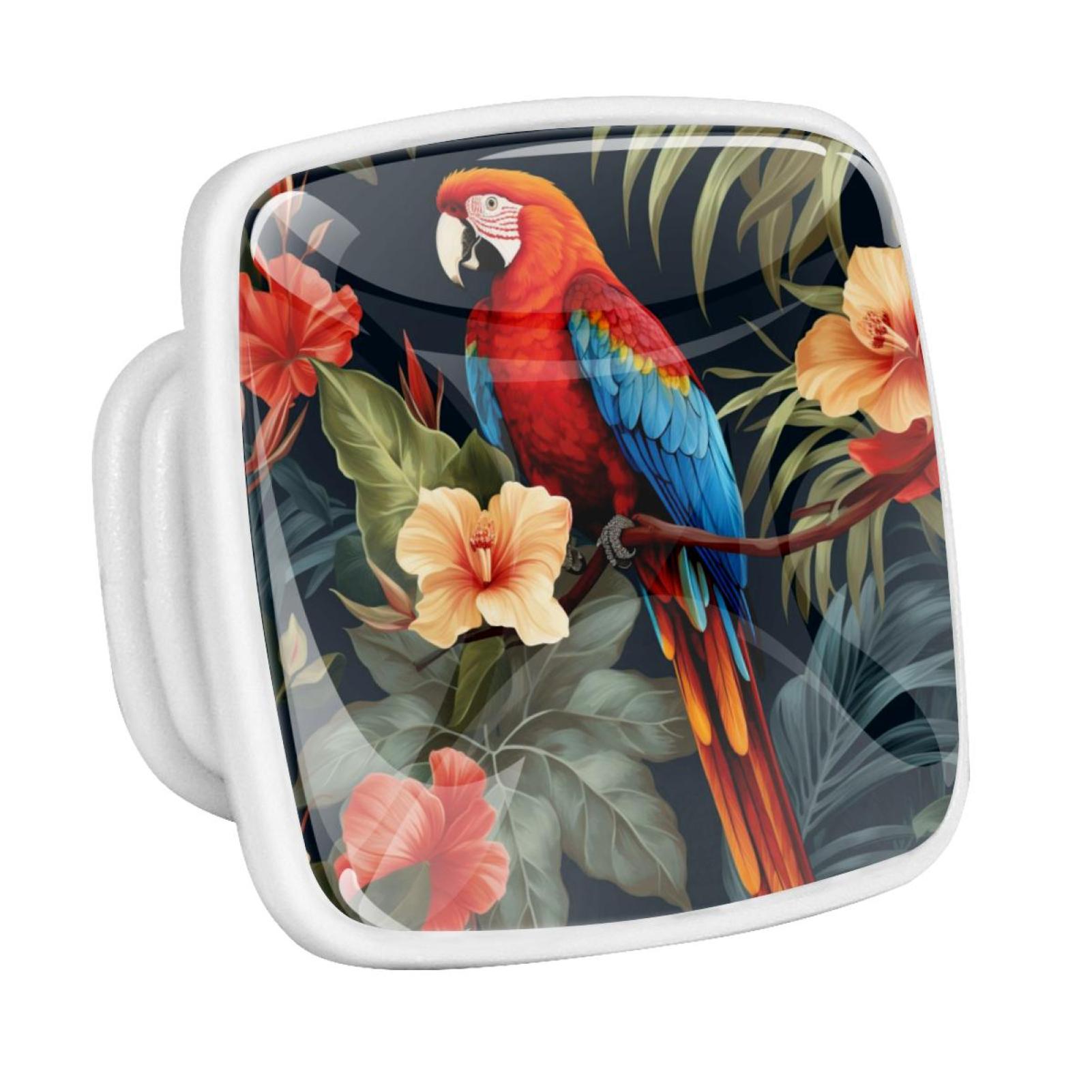 Colorful Parrot Fluorescent Drawer Pulls with Screws Square 4-Pack Glow ...