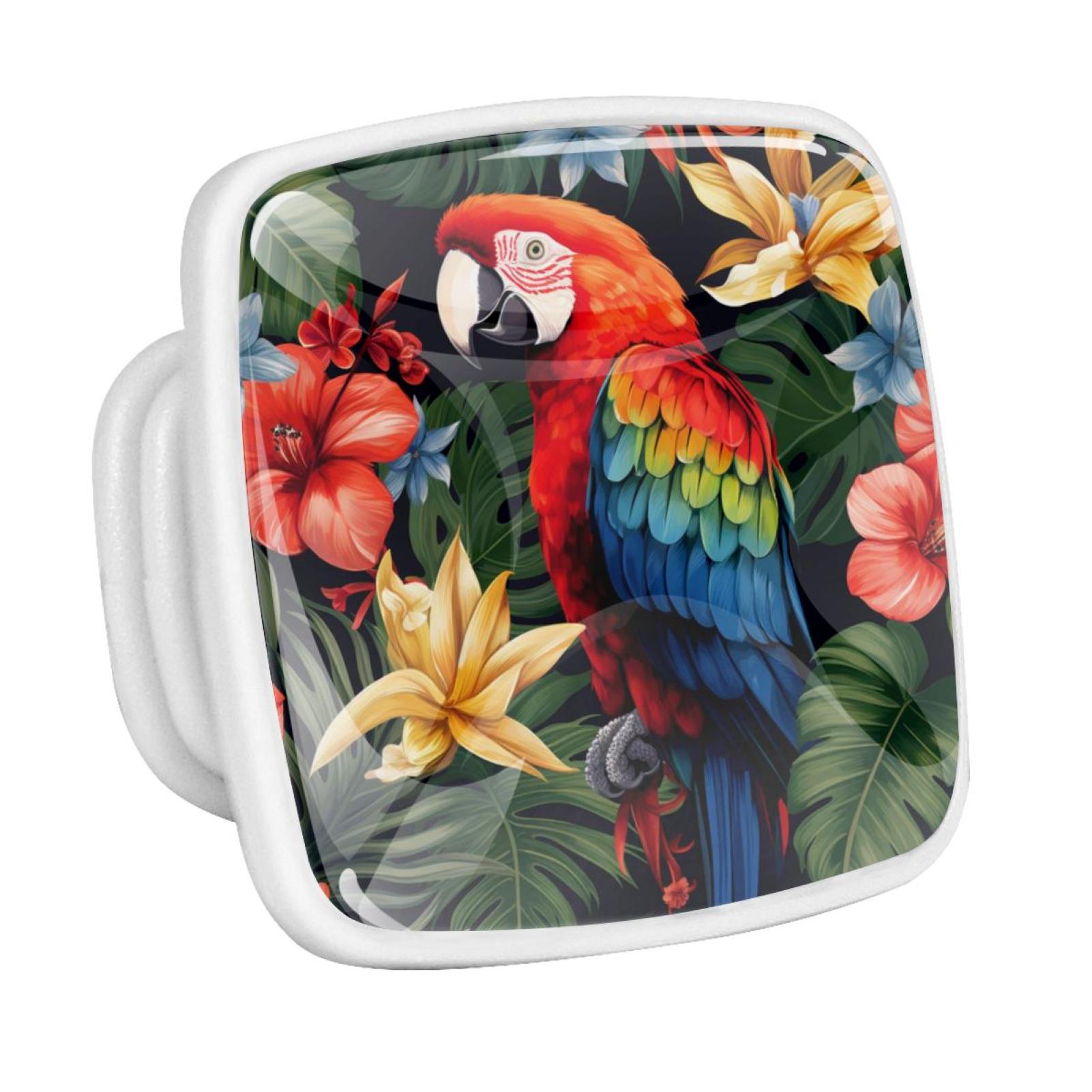 Colorful Parrot Fluorescent Drawer Pulls with Screws Square 4-Pack Glow ...