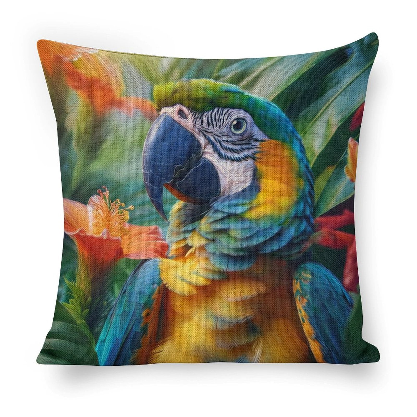 Colorful Parrot Linen Throw Pillow Covers Decorative Pillow Cases 18x18 ...