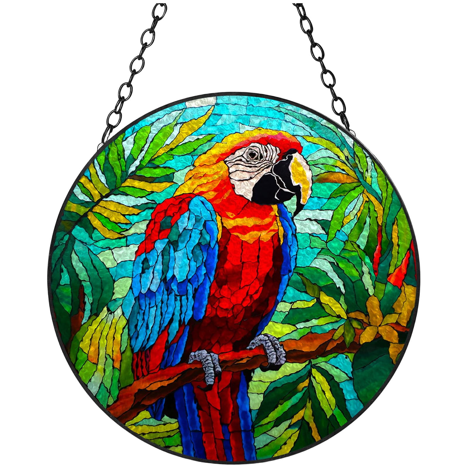 Colorful Parrot Macaw Stained Glass Suncatcher Handmade Window Hangings ...