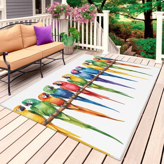 Colorful Parrot Outdoor Rug 5x7 Ft, Non Slip Washable Area Rug ...