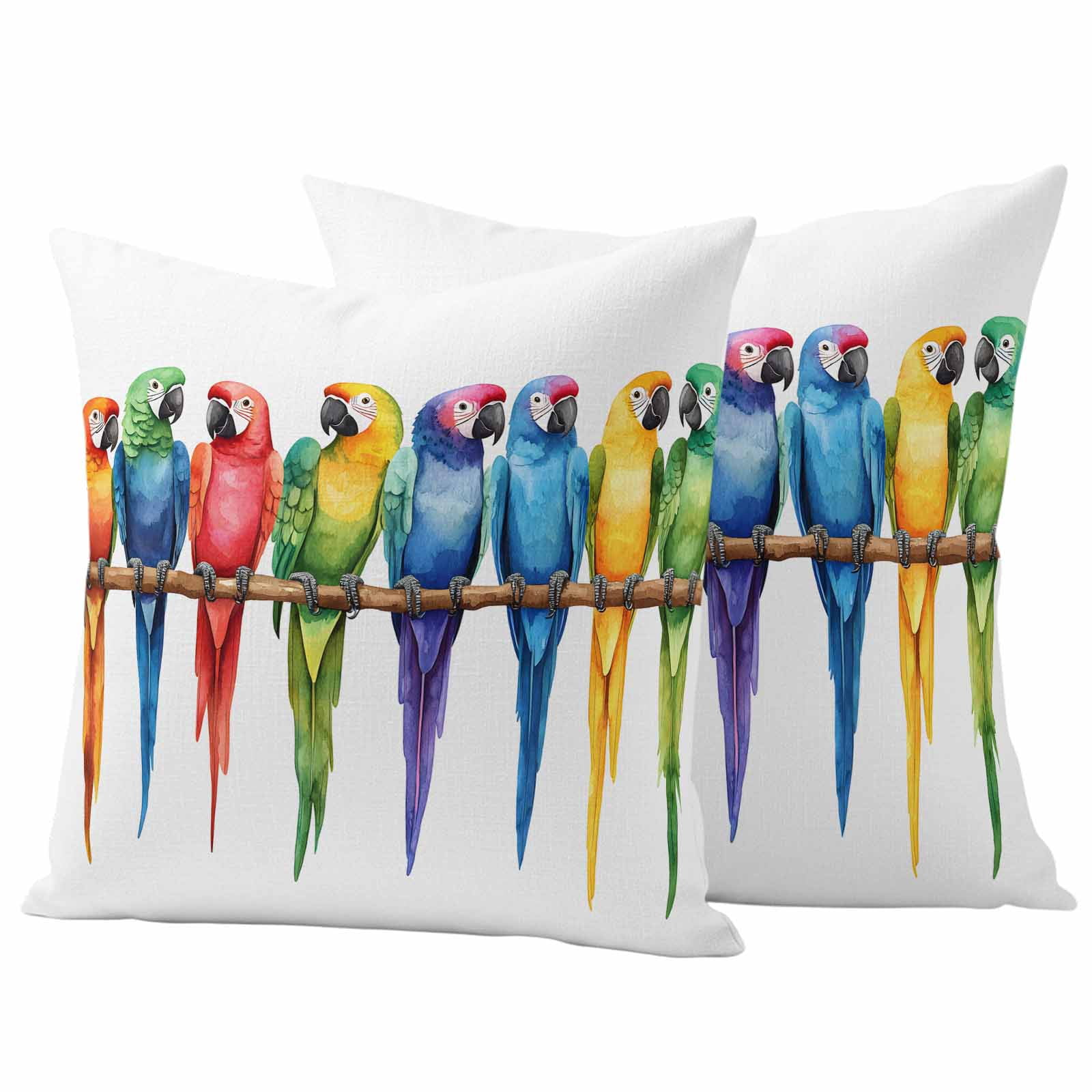 Colorful Parrot Outdoor Waterproof Pillow Covers, Watercolor Modern ...