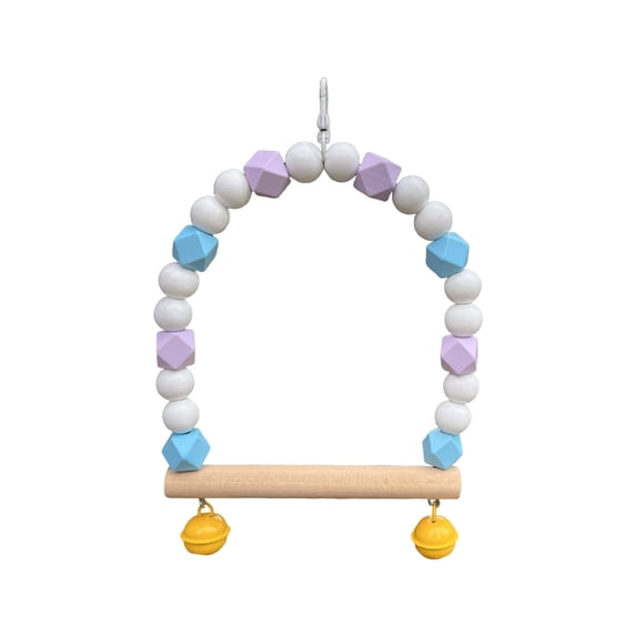 Colorful Parrot Swing Toy with Wooden Beads and Bells - Interactive ...