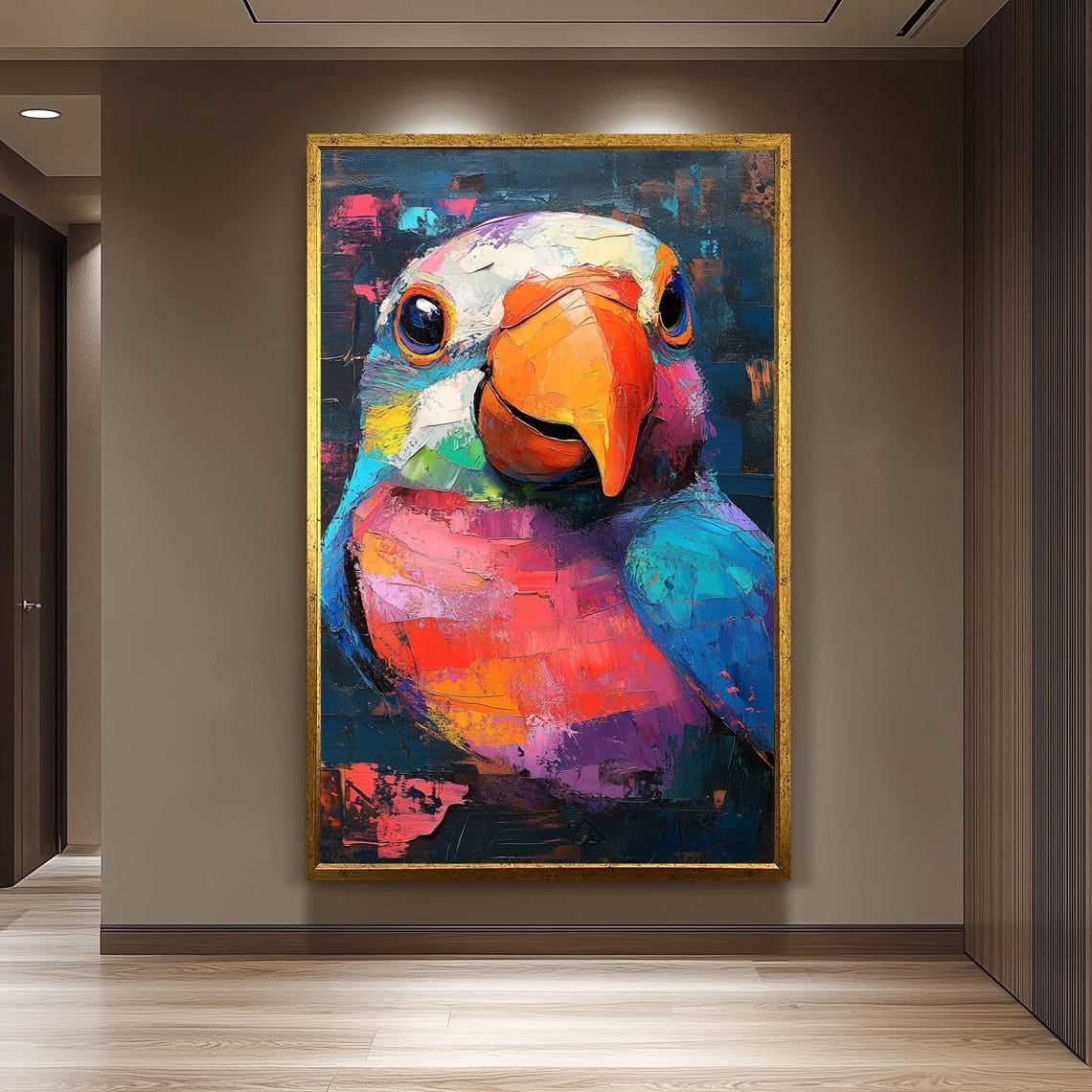 Colorful Parrot Wall Art Print Abstract Tropical Bird Living Room ...
