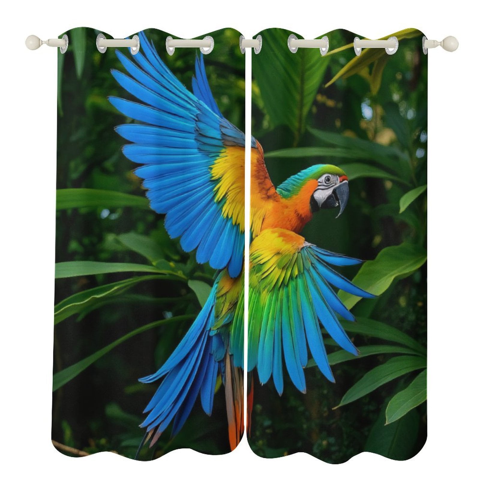 Colorful Parrot in Flight Blackout Window Curtains for Bedroom Living ...