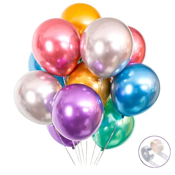 Colorful Party Balloons 100pcs 12inch Chrome Metallic Helium Balloons ...