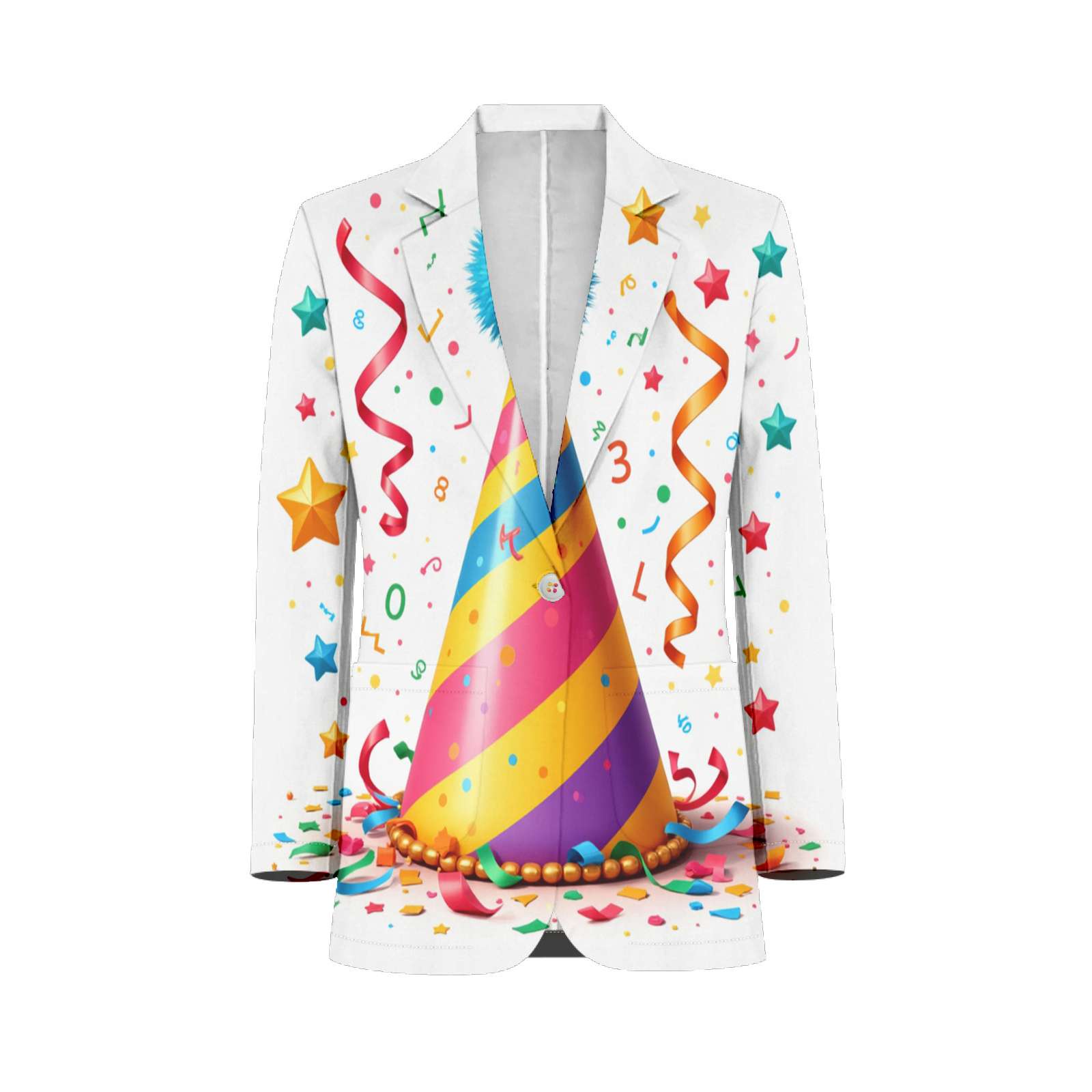 Colorful Party Hat And Confetti Men's Suit Blazer Casual Party Wear ...
